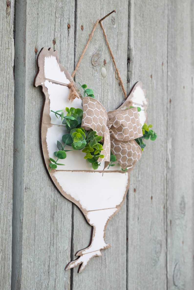 Chicken Door Hanger, Welcome Door Hanger, Chicken Lover Gift, Shiplap ...