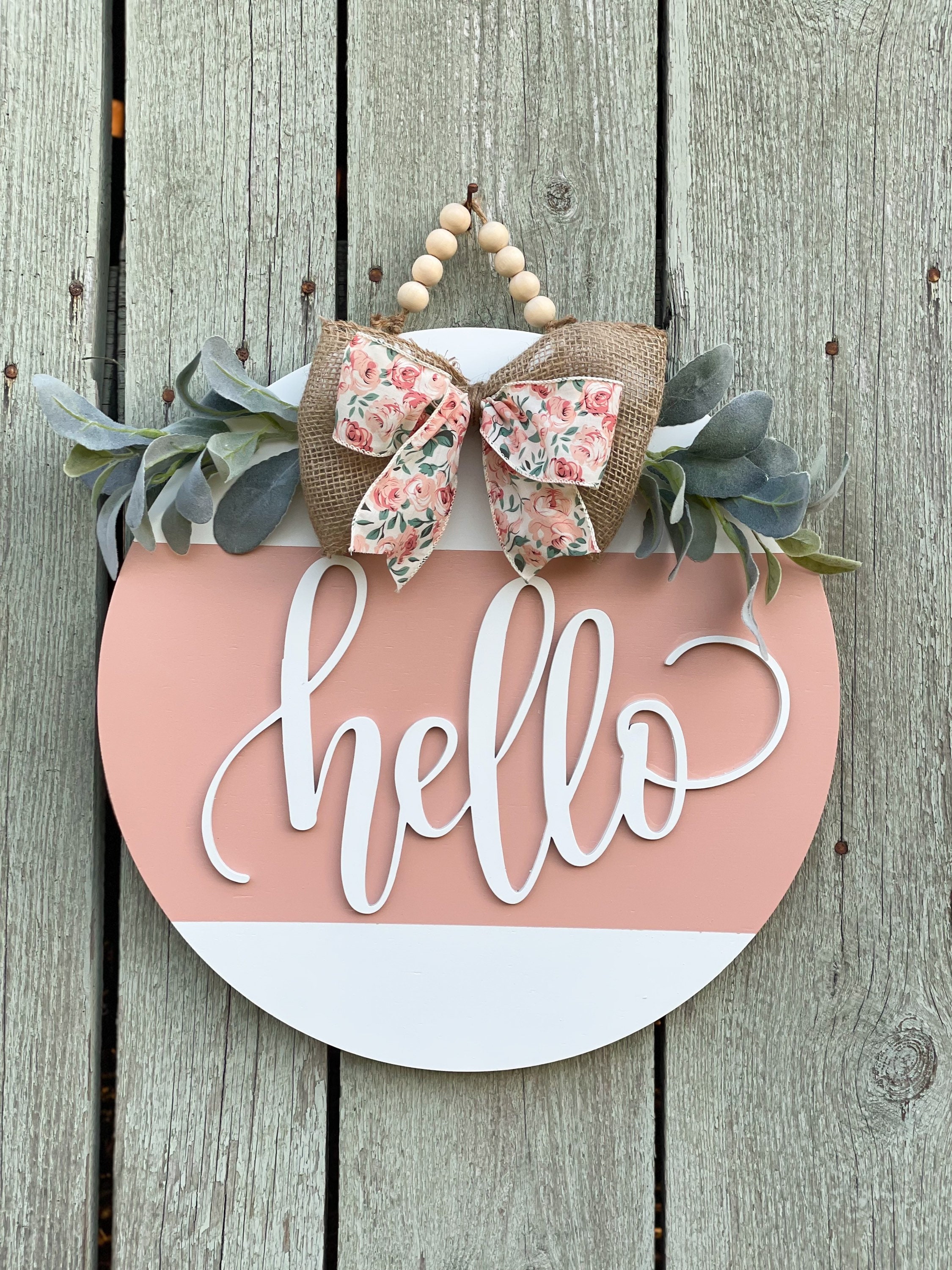 Pink Hello Door Hanger - Etsy