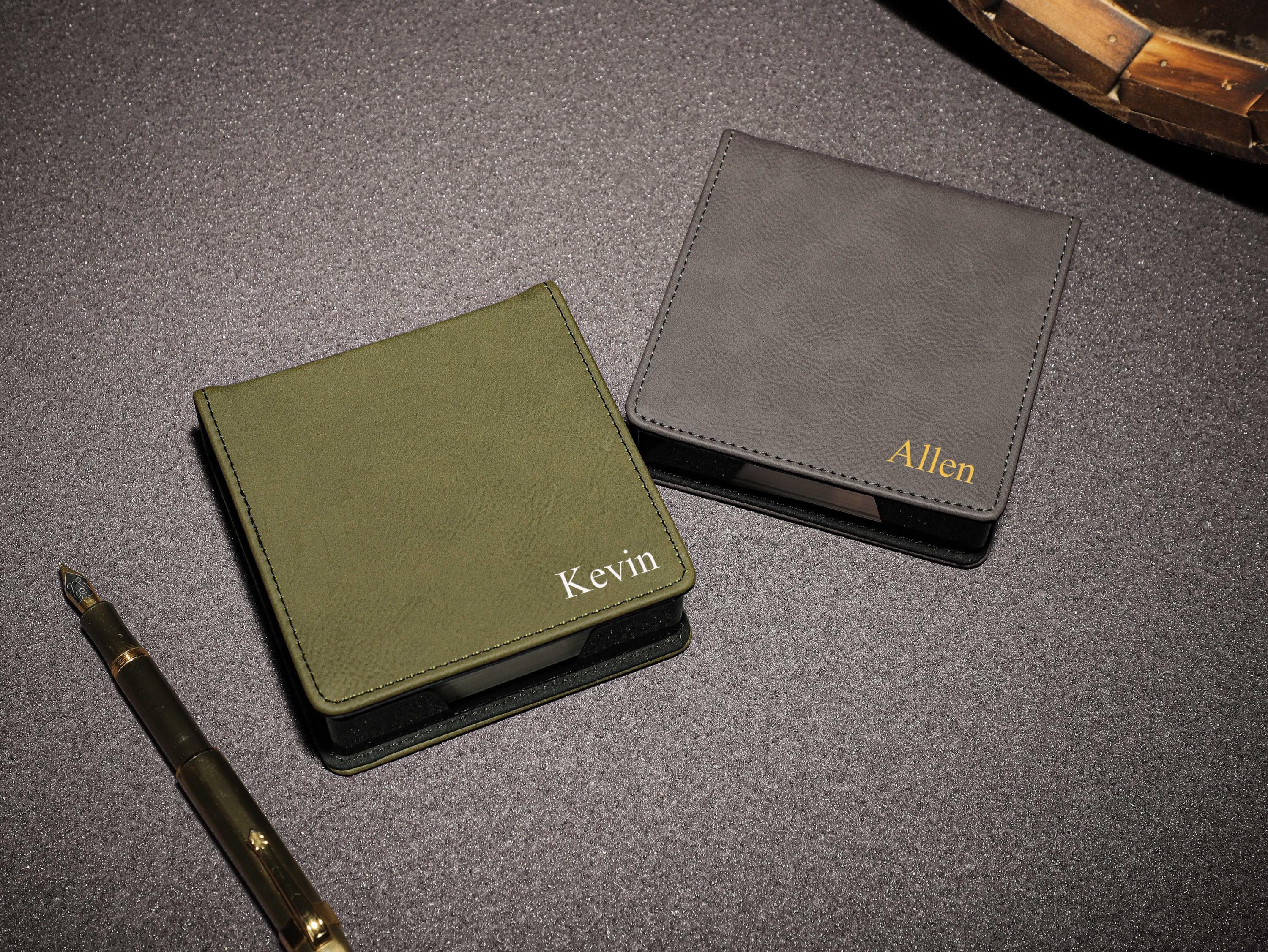 Personalized Sticky Notepad, Leather Sticky Notes Box, Sticky Note ...