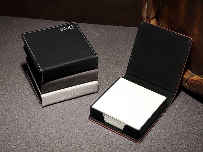 Personalized Sticky Notepad, Leather Sticky Notes Box, Sticky Note ...