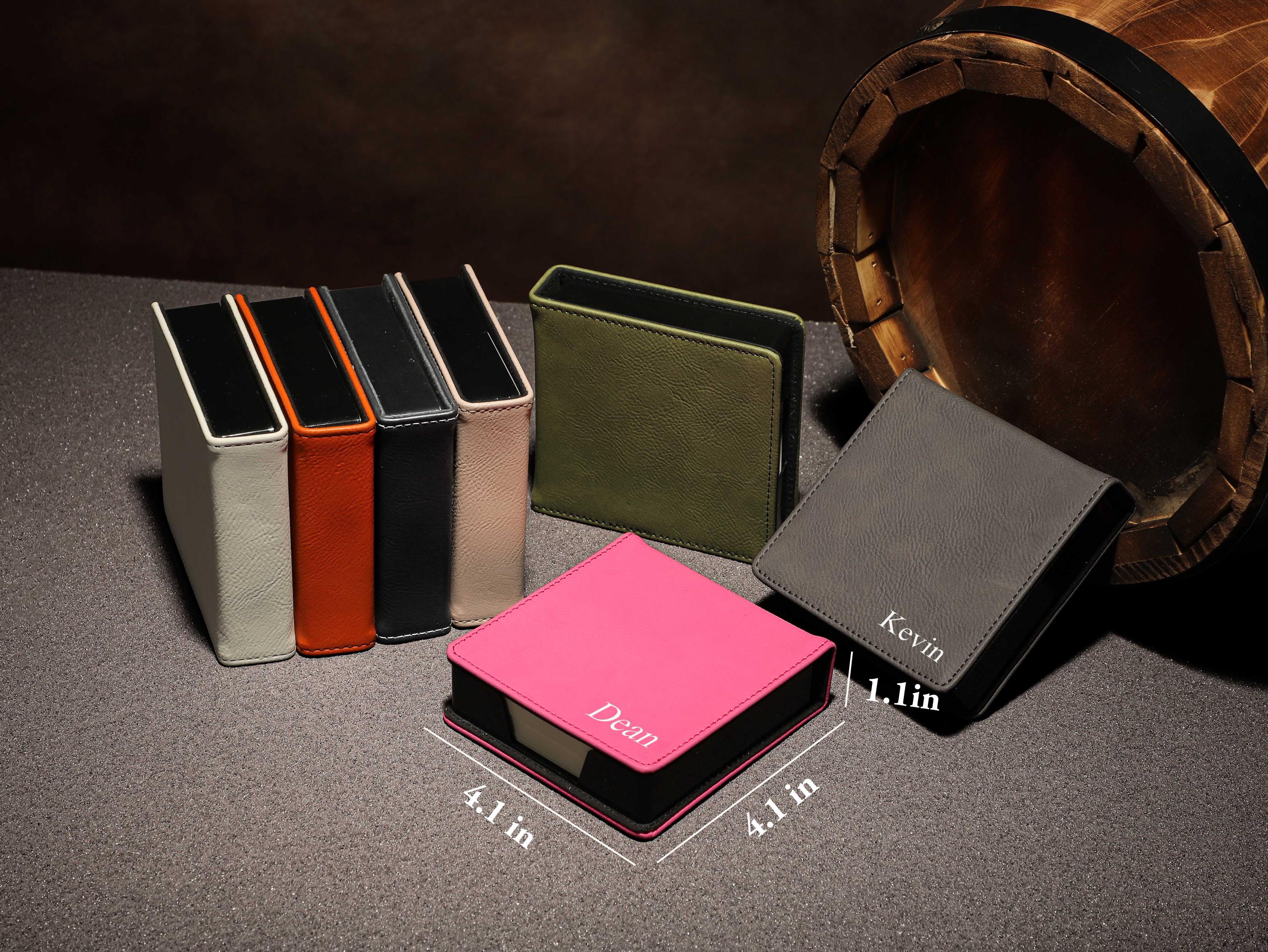 Personalized Sticky Notepad, Leather Sticky Notes Box, Sticky Note ...