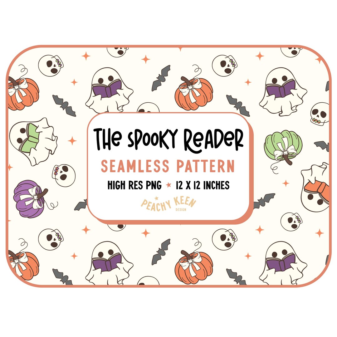 The Spooky Reader Seamless Pattern PNG / File for Creators / Halloween ...