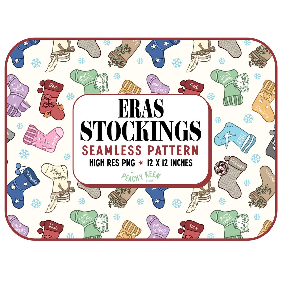 Eras Christmas Stockings Seamless Pattern PNG / File for Creators ...