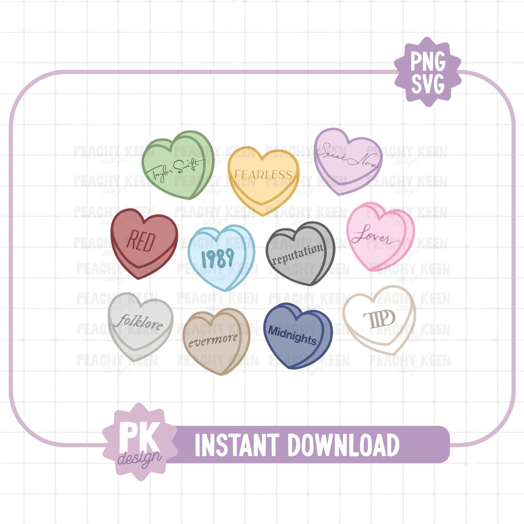 Eras Candy Hearts PNG SVG / Trendy File for Creators / Valentine's Day ...