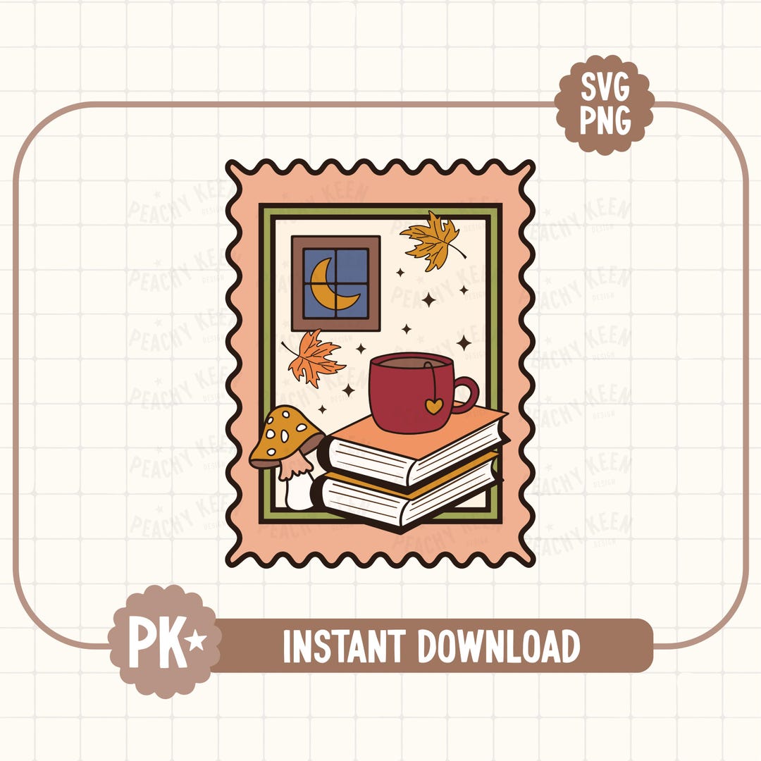 Fall Bookish Stamp SVG PNG / File for Creators / Cozy Readers Club ...