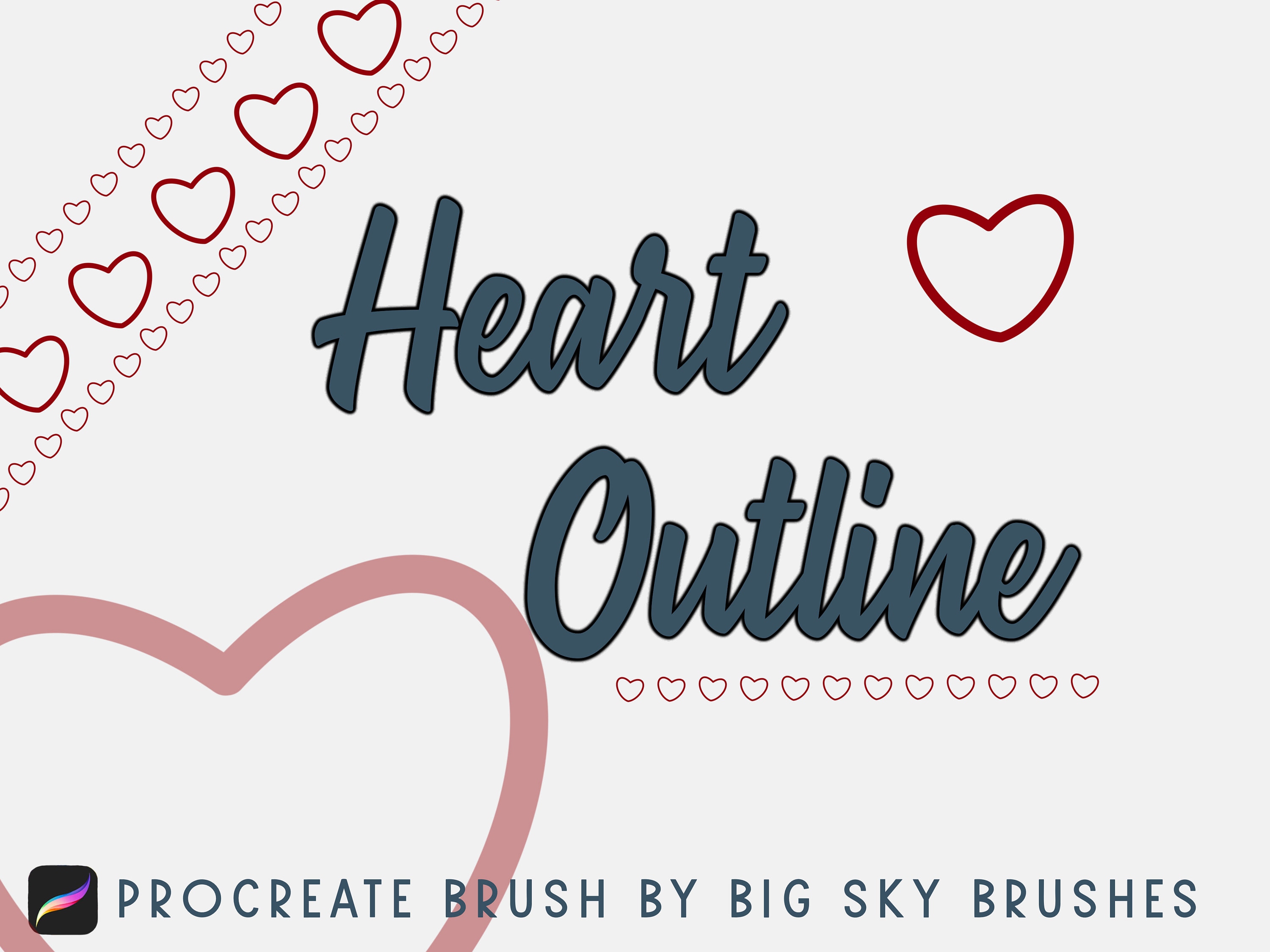 Heart Outline Procreate Brush | Digital Drawing Brush, Stamp, Hand ...