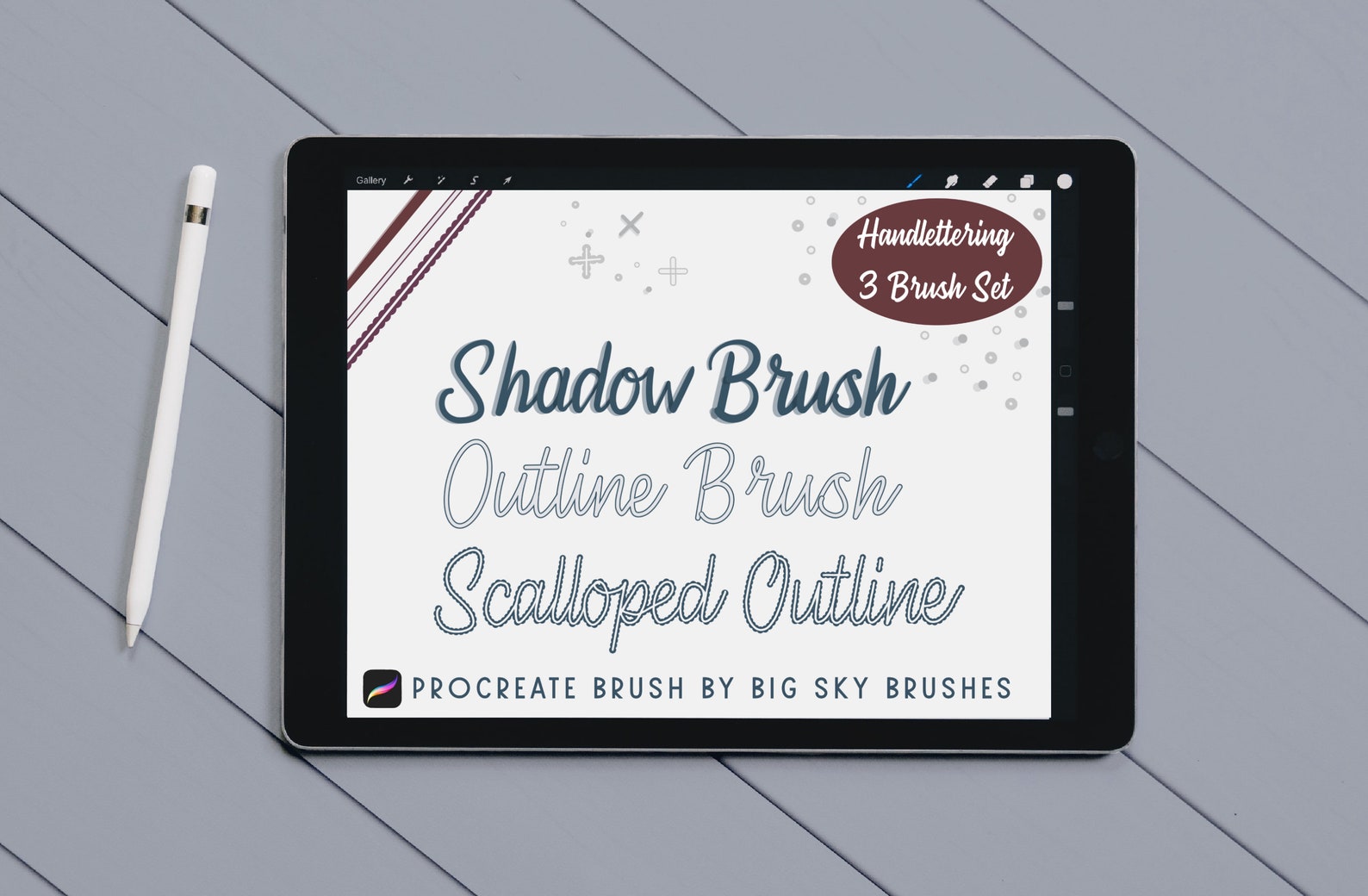 Procreate Hand Lettering Brush Set | Shadow, Outline Brushes (digital ...
