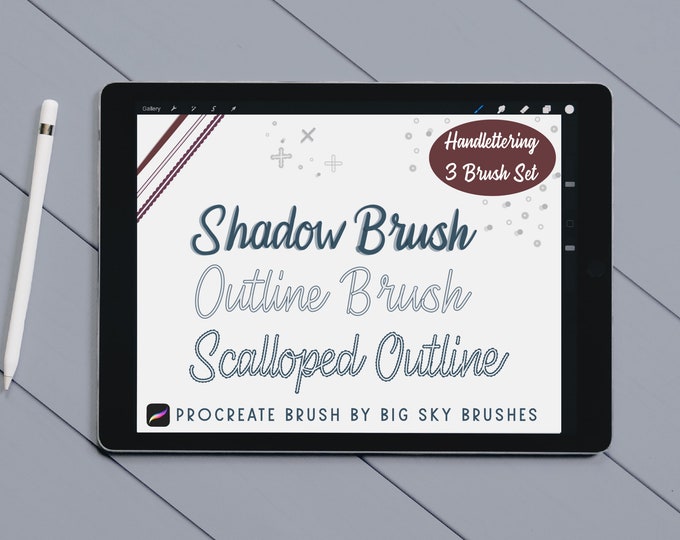 Hand Lettering Brush Set for Procreate Shadow Brush Outline Brush ...