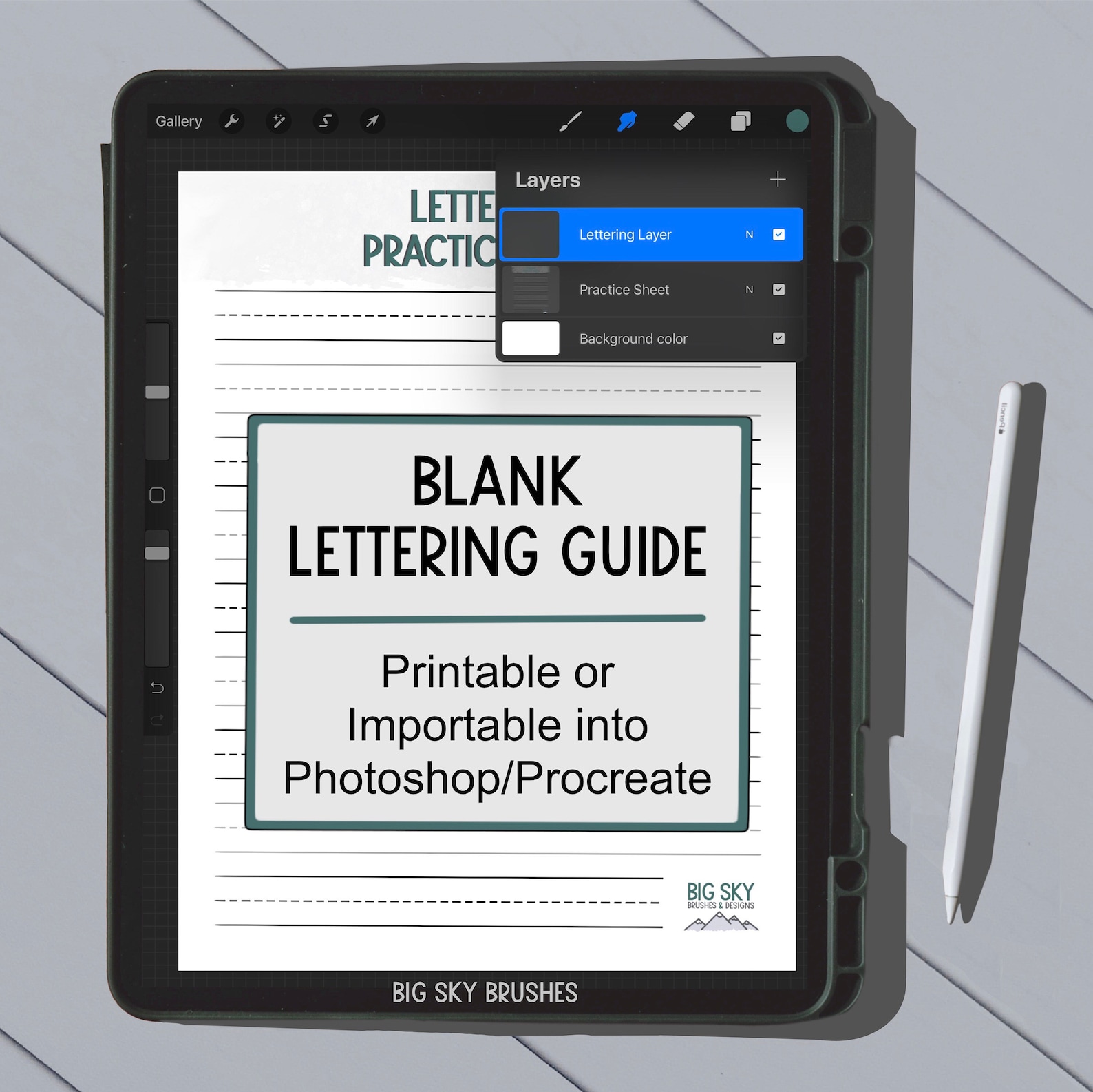 Lettering Guide for Procreate, Blank Printable Practice Sheet for Hand ...