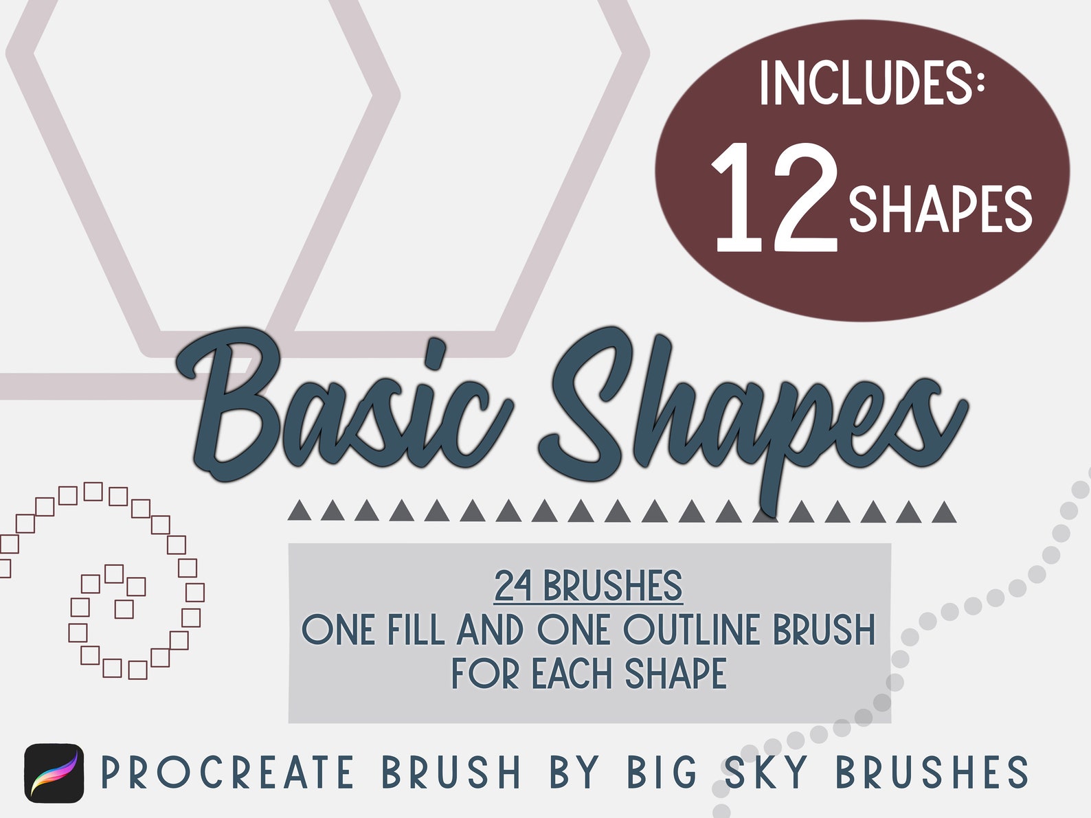 Basic Shapes Brushset - Fill and Outline Procreate Brush | Digital ...
