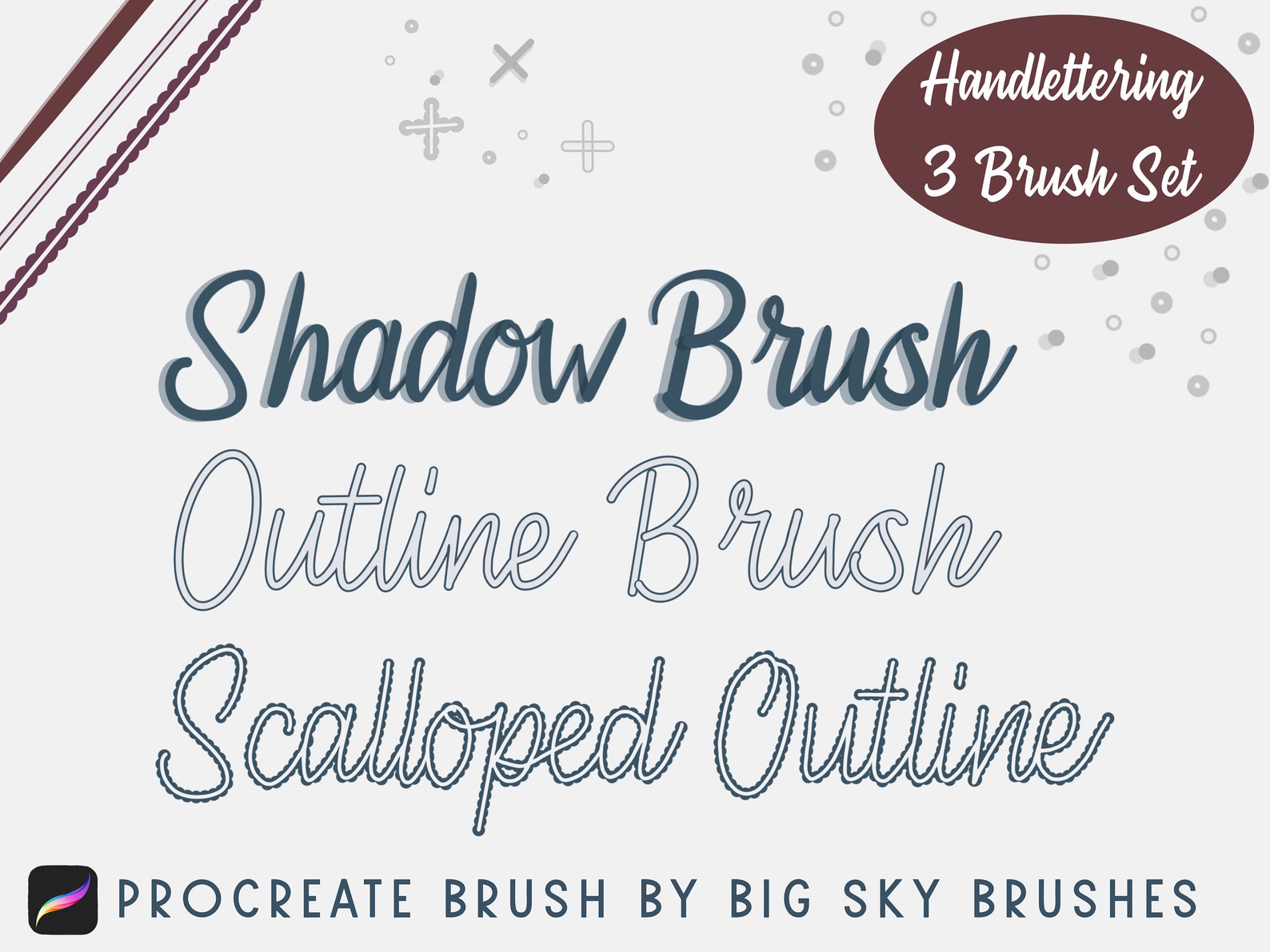 Procreate Hand Lettering Brush Set | Shadow, Outline Brushes (digital ...