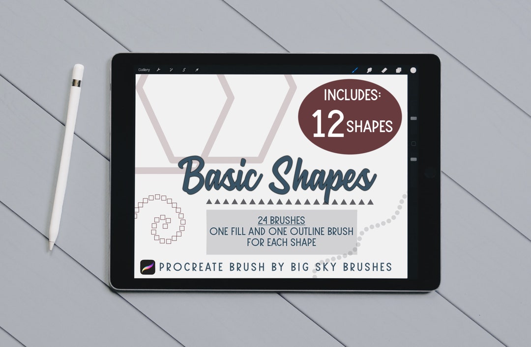 Basic Shapes Brushset - Fill and Outline Procreate Brush | Digital ...