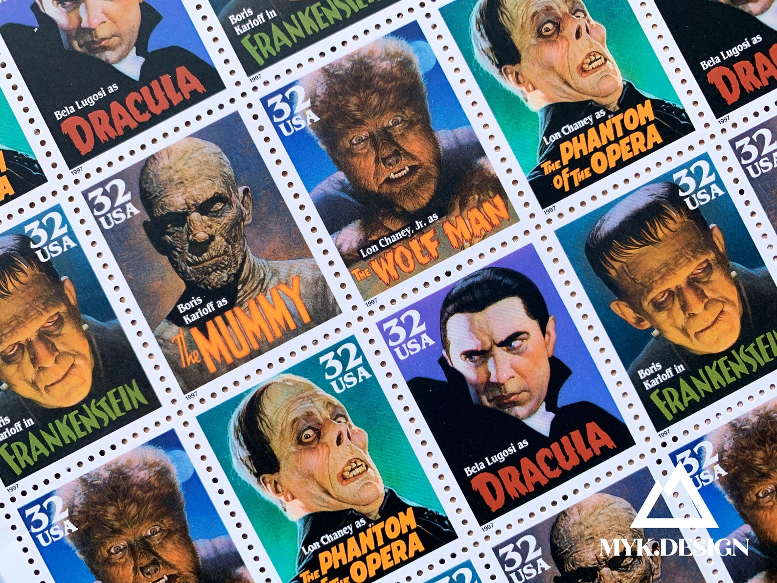 Classic Movie Monsters Sheet of 20 U.S. Postage Stamps Face | Etsy