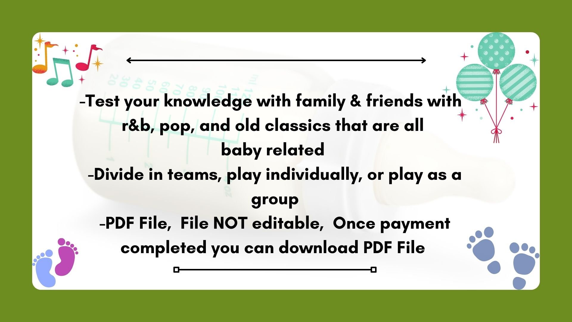 Finish the Lyrics Baby Shower Game- R &B, Pop, and Old School Classics ...