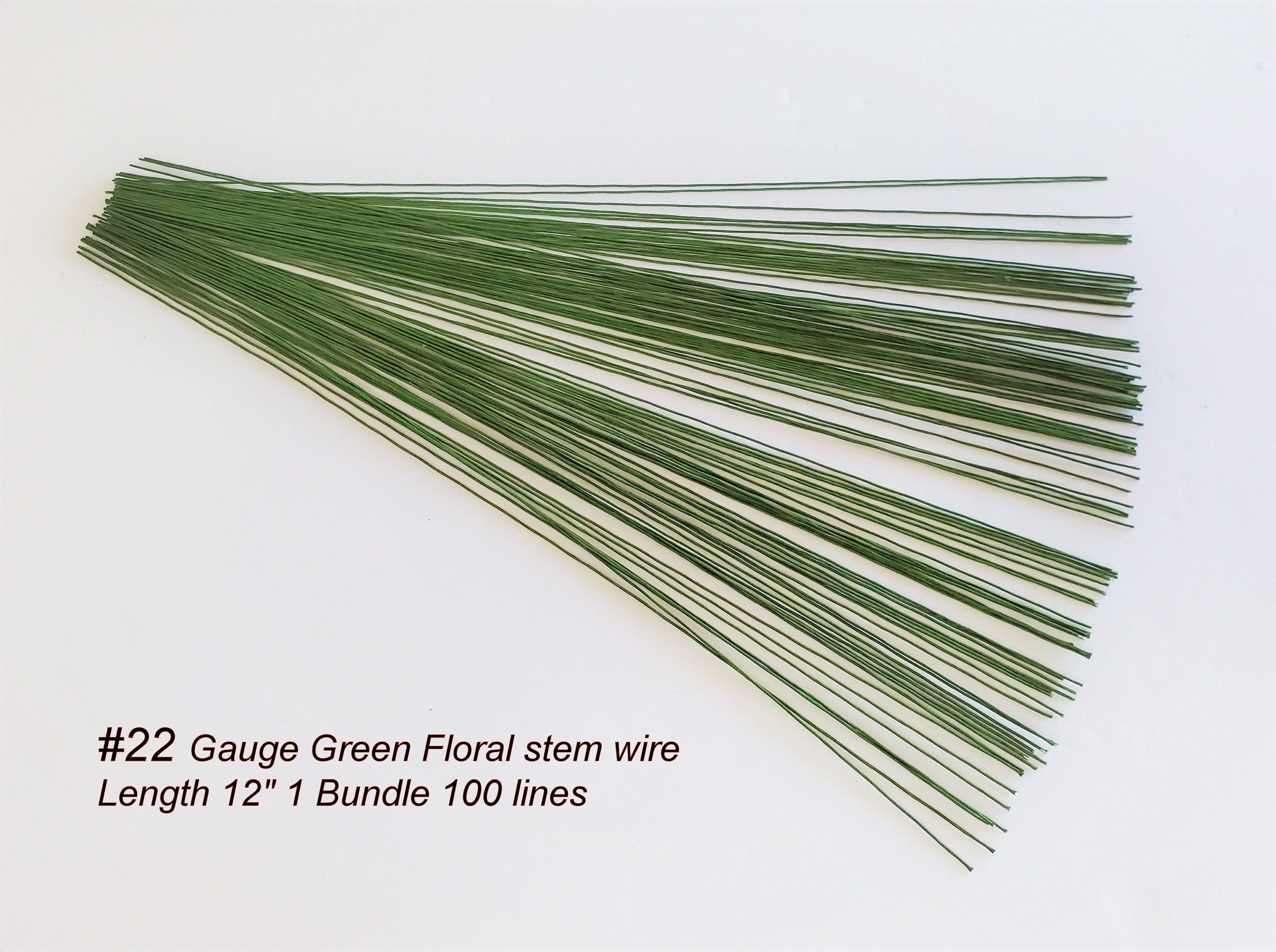 Gauge 22x12'' 100 Pcs White Floral Stem Wire Paper Wrapped Artificial ...