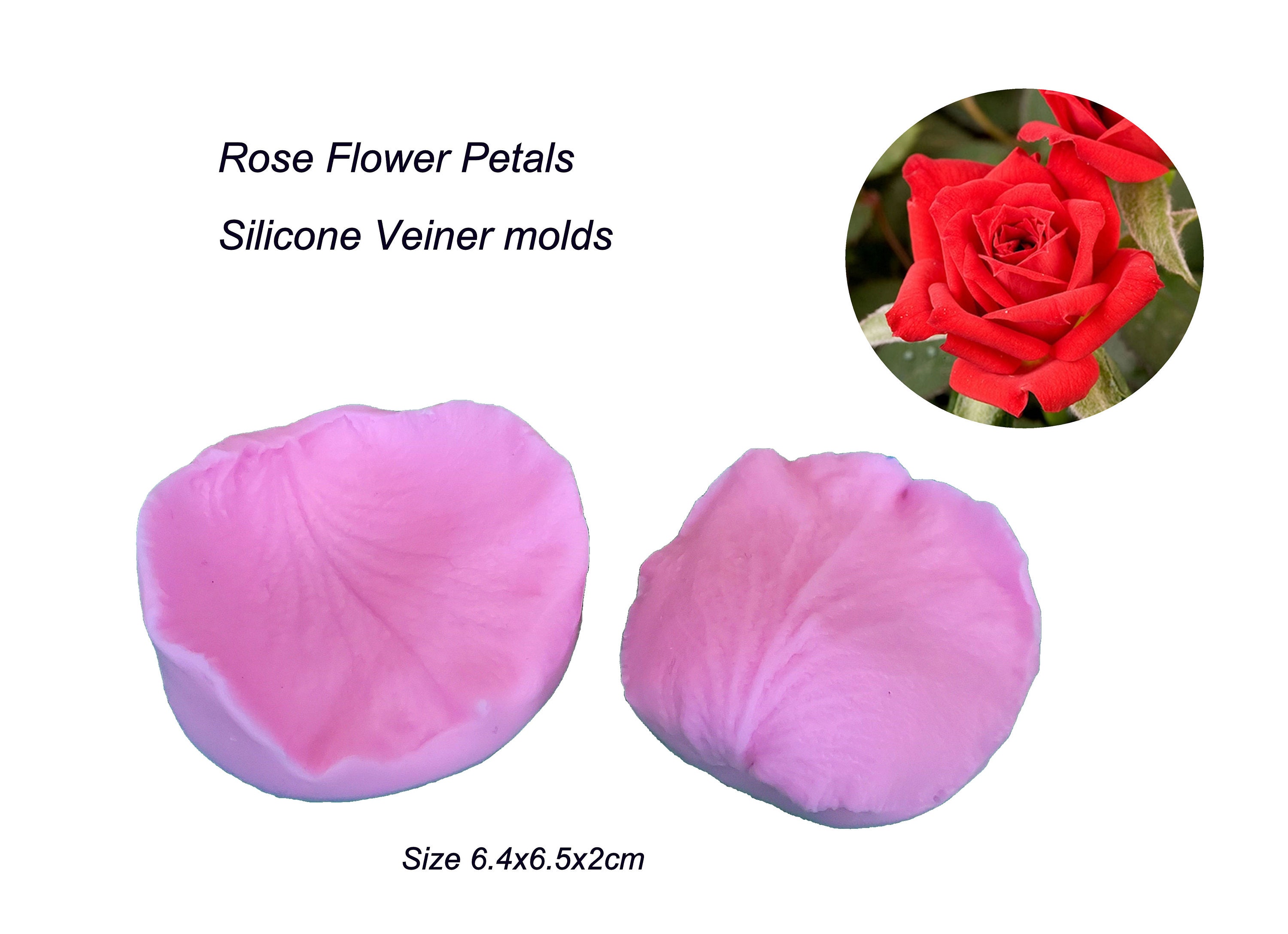 Rose Petal Silicone Veiner Molds, Gum Paste, Clay Flower, Cake ...