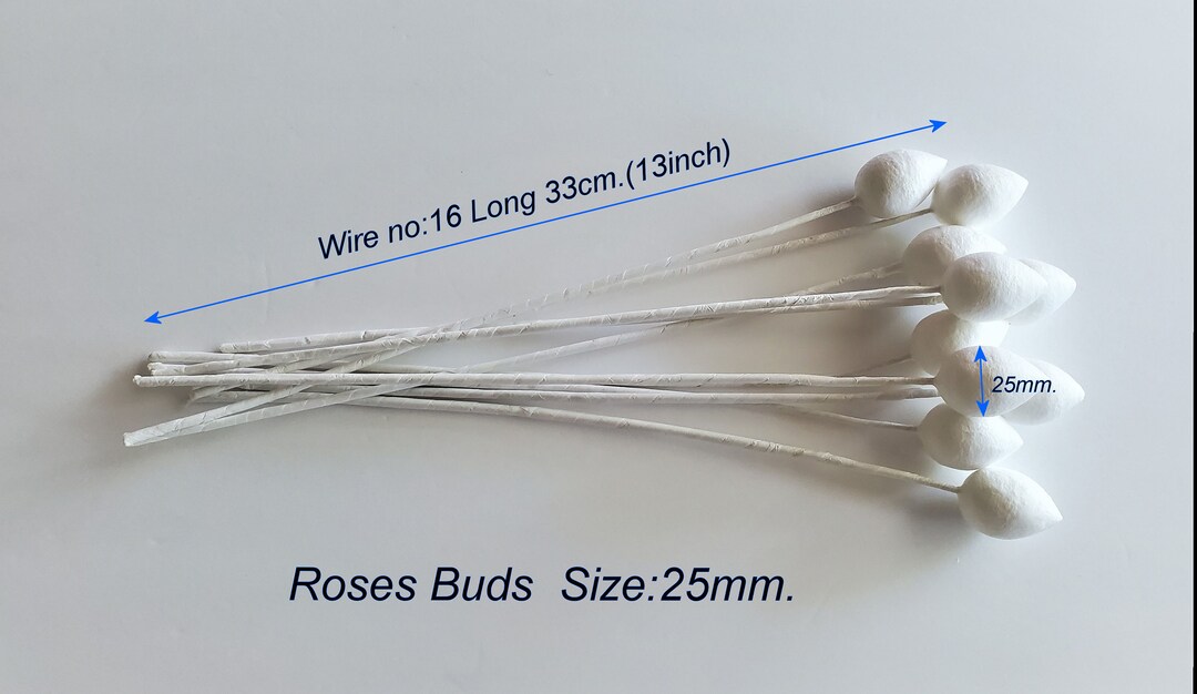 10 Large Long Stem Rose Flower Buds , Size 20mm, 25mm Water Droplets ...