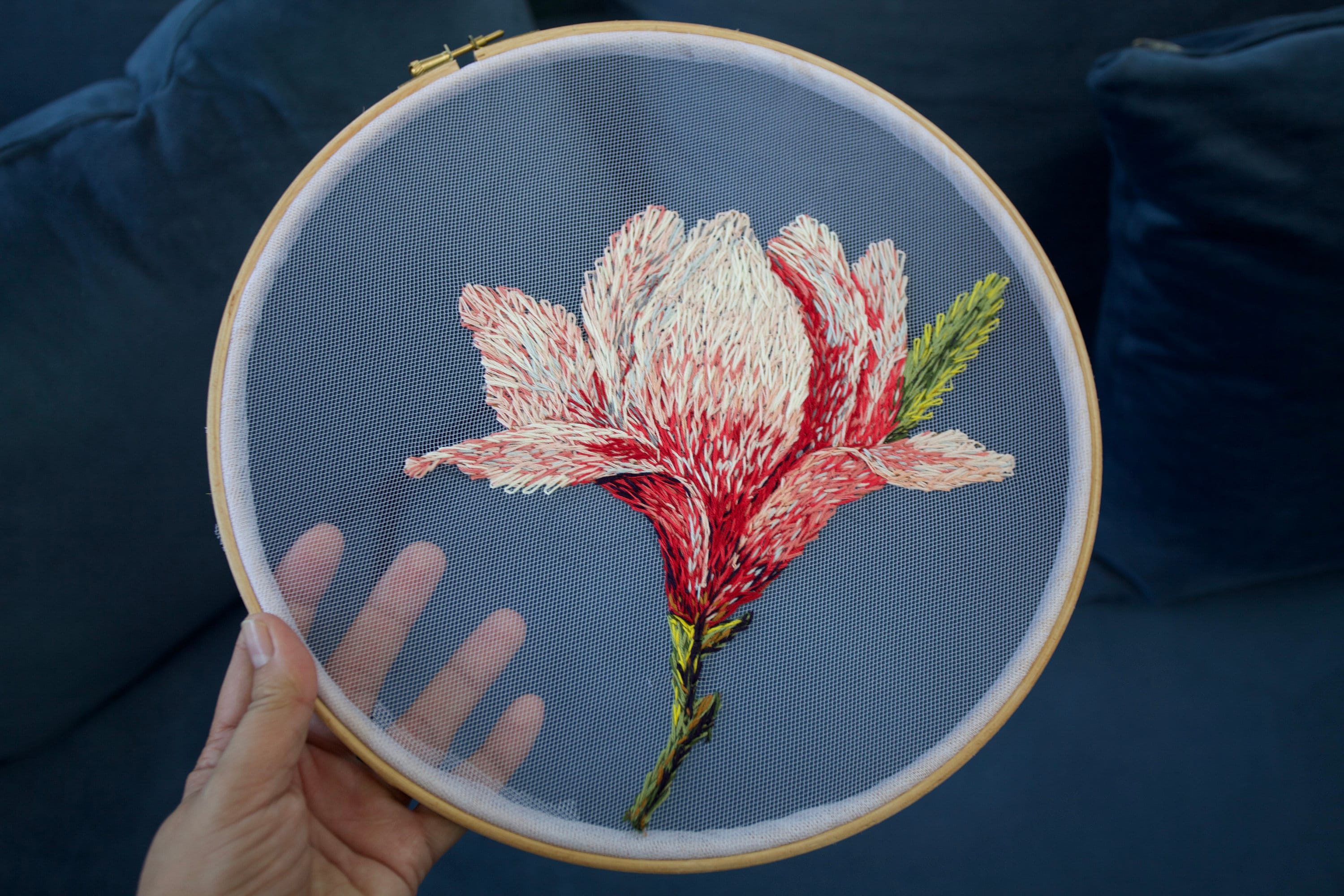 Magnolia Flower Embroidered Tulle Floral Handmade Transparent - Etsy