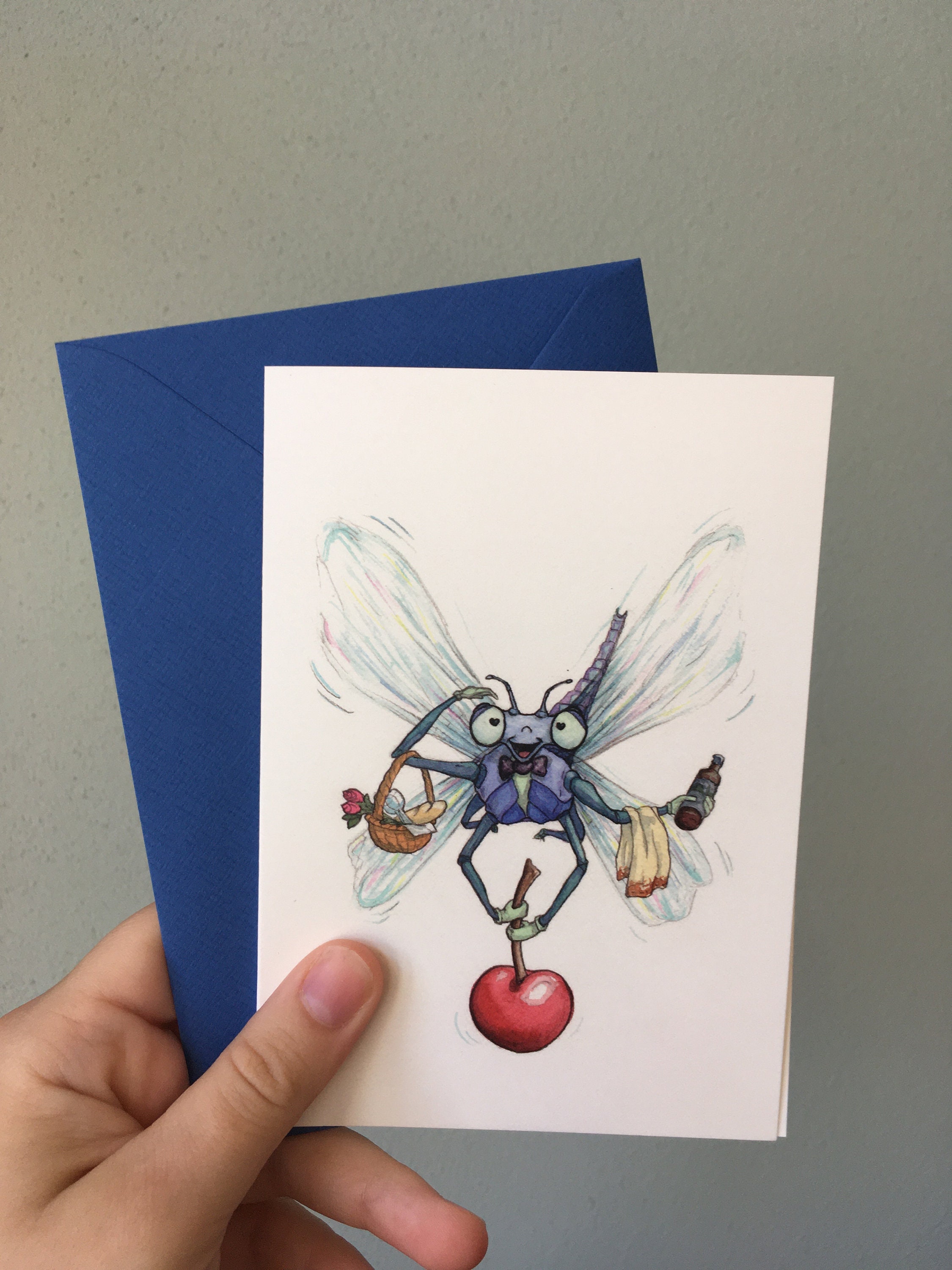 Buzzing postcards insects with envelopes butterfly grasshopper ants ...