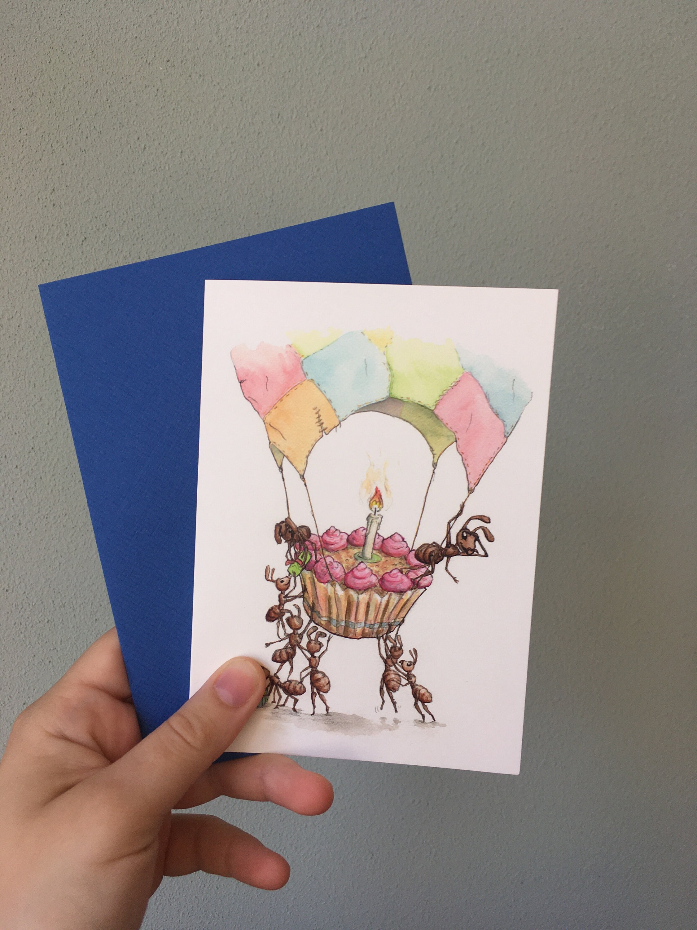 Buzzing postcards insects with envelopes butterfly grasshopper ants ...