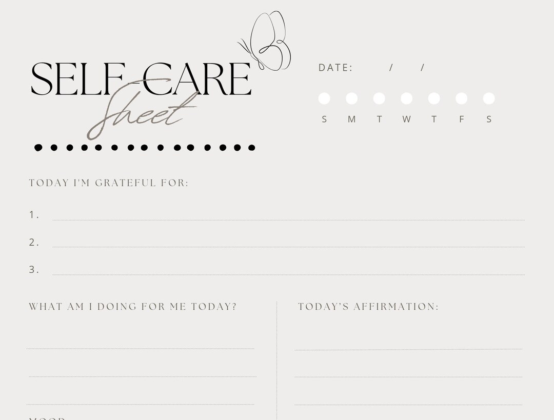 Self-care Worksheet digital Download - Etsy