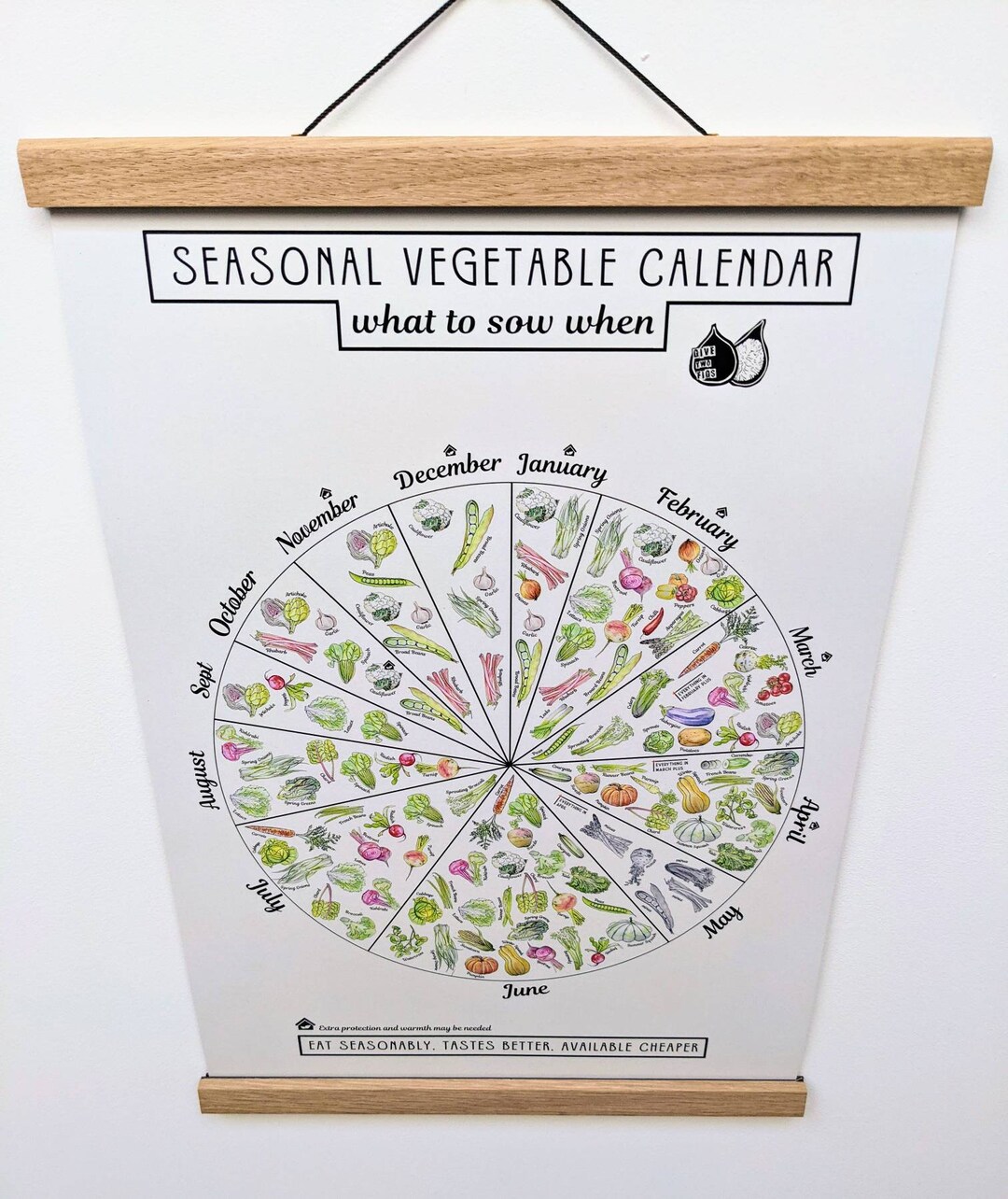 Seasonal Vegetable Sowing Calendar Chart- an A3 Print on 100% Recycled ...