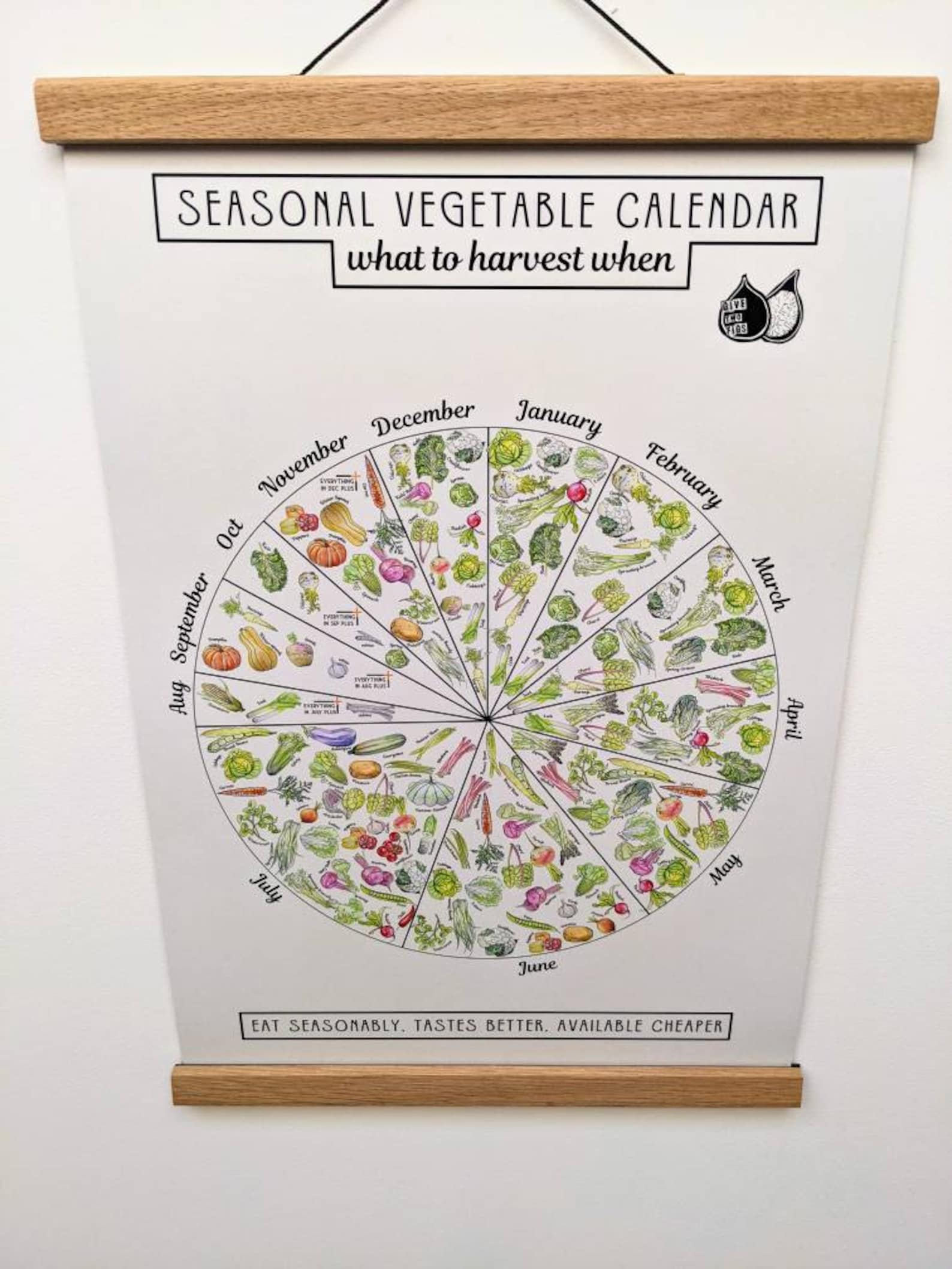 Seasonal Vegetable Harvesting Calendar Chart- an A3 Print on 100% ...