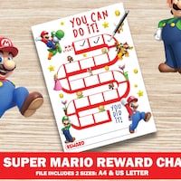 Mario Reward Chart for Kids, Behaviour Chart, Habit Tracker, Printable ...