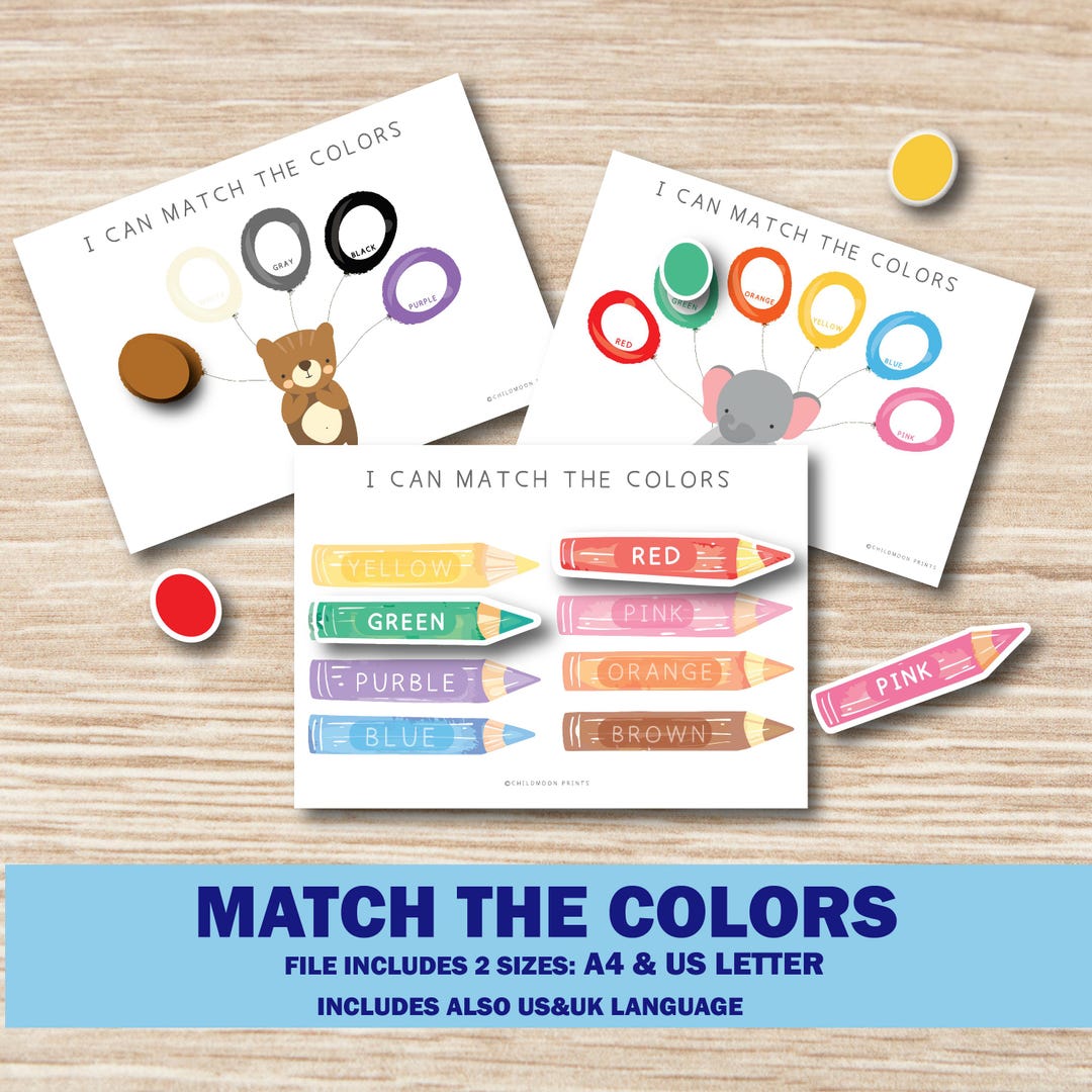Color Matching, Color Sorting, Matching Activity, Busy Book, Preschool ...