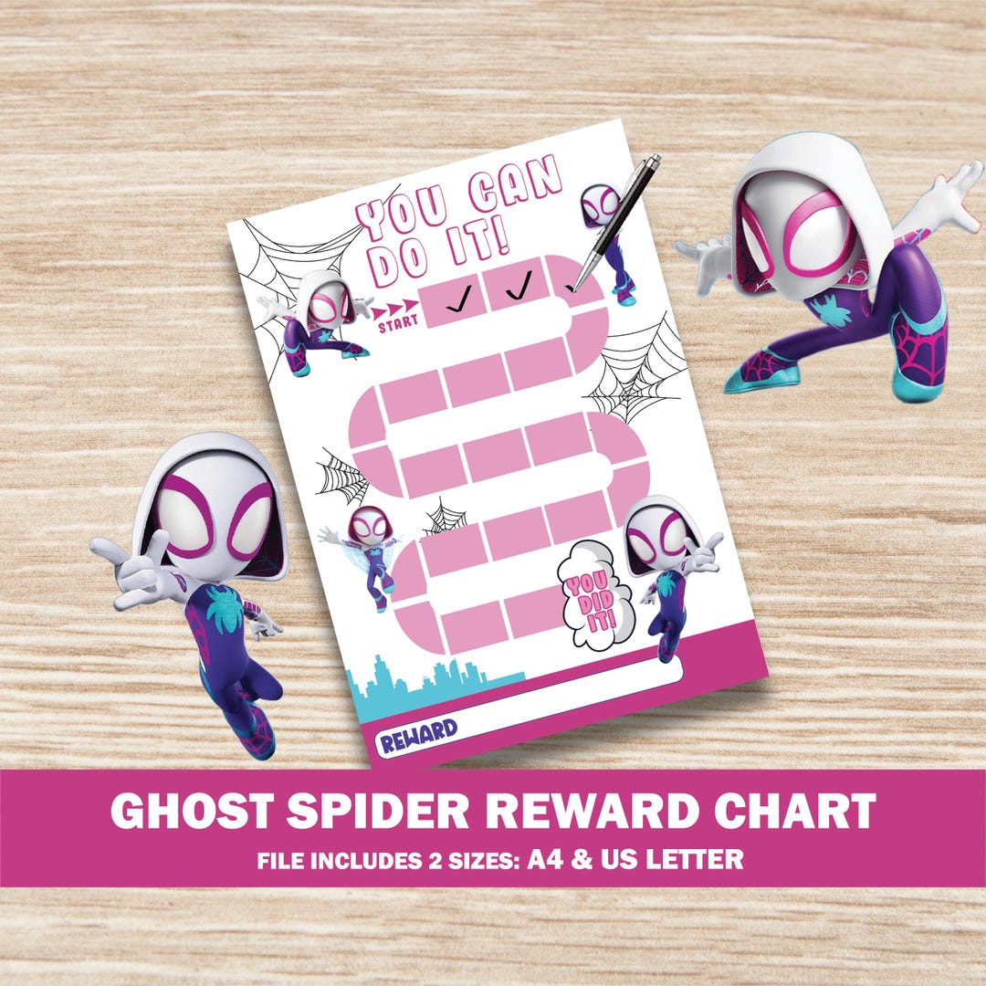 Ghost Spider Reward Chart, Spidey and Amazing Friends, Sticker Chart ...