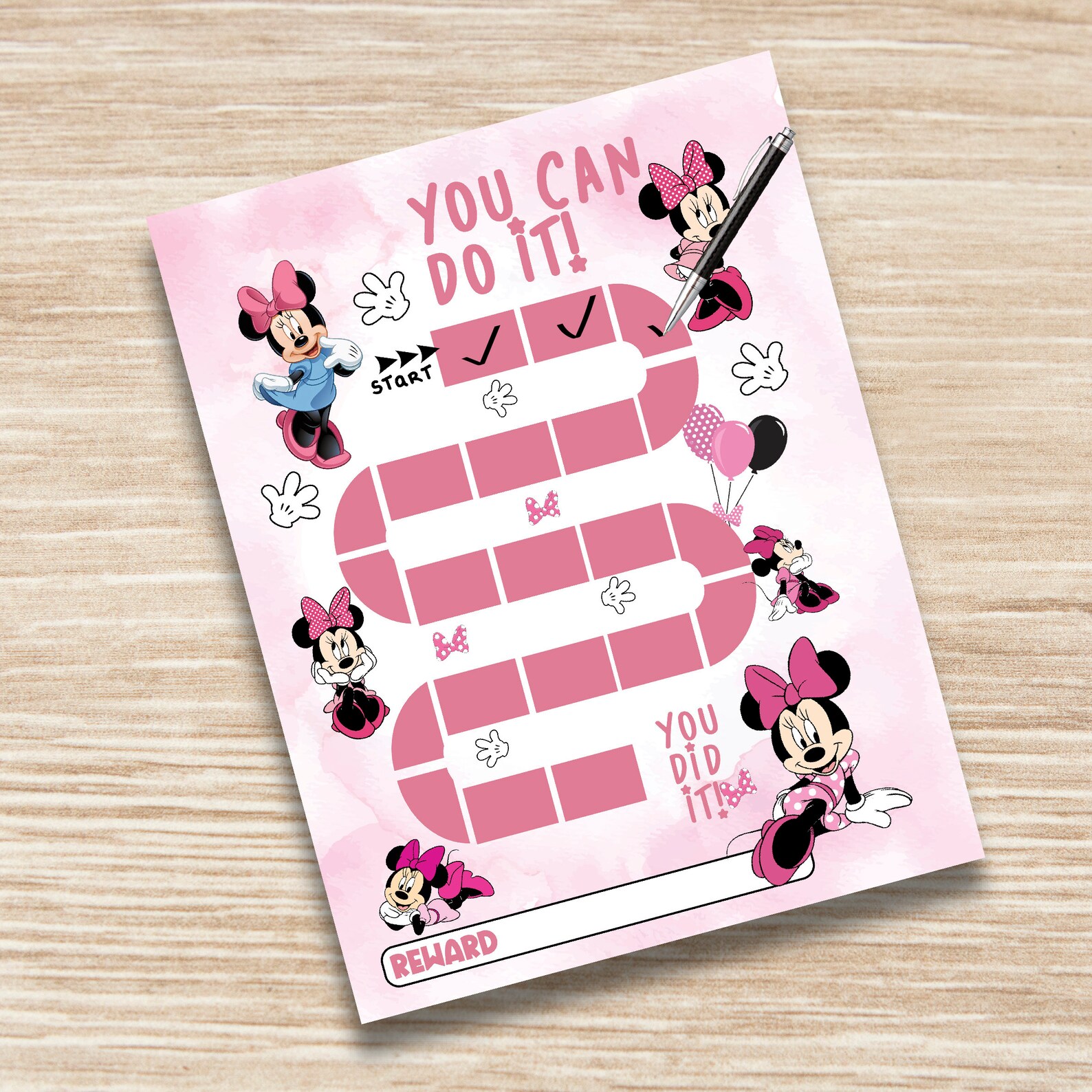 Minnie Mouse Reward Chart Sticker Chart Kids Potty Training Chart ...