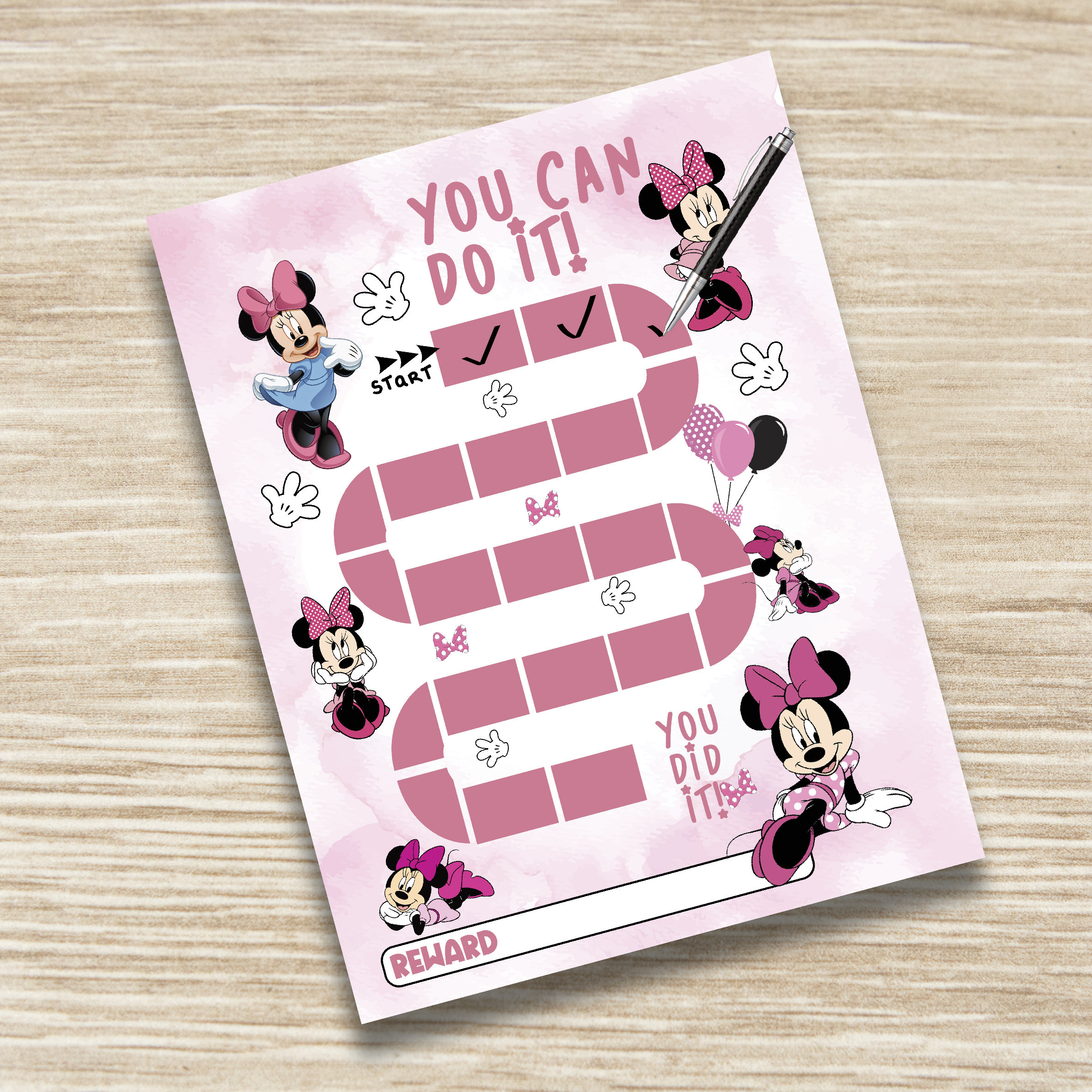 Minnie Mouse Reward Chart Sticker Chart Kids Potty Training Chart ...