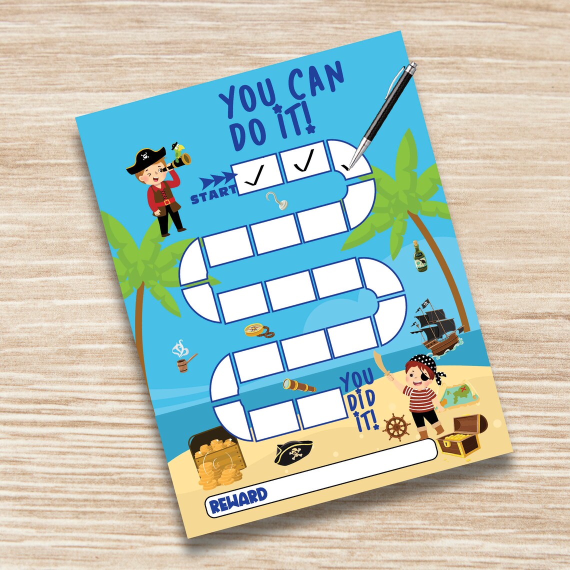 Pirates Reward Chart, Sticker Chart, Kids Potty Training, Behavior ...