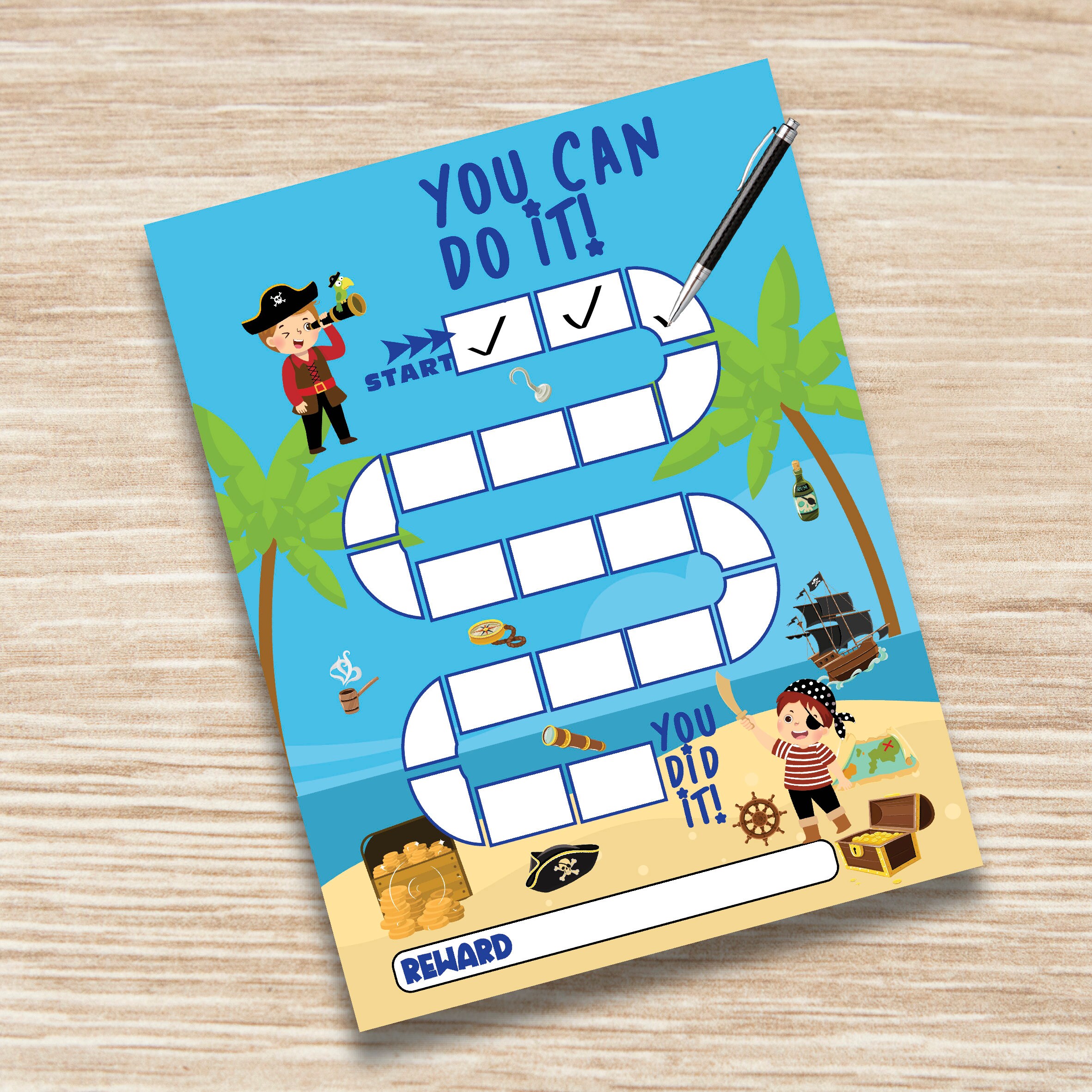 Pirates Reward Chart, Sticker Chart, Kids Potty Training, Behavior ...