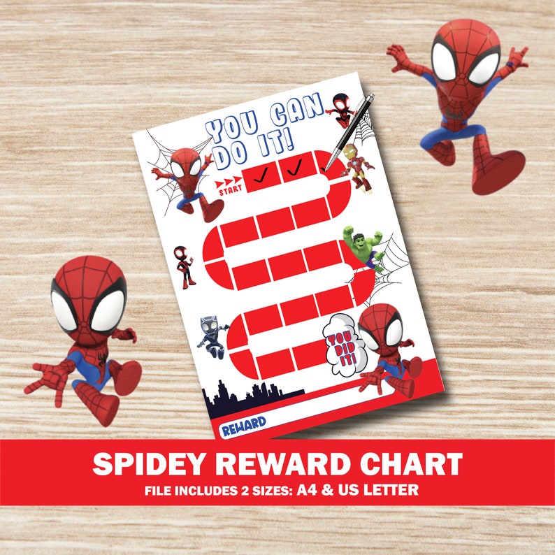 Spidey and His Amazing Friends Reward Chart, Sticker Chart, Kids Potty ...