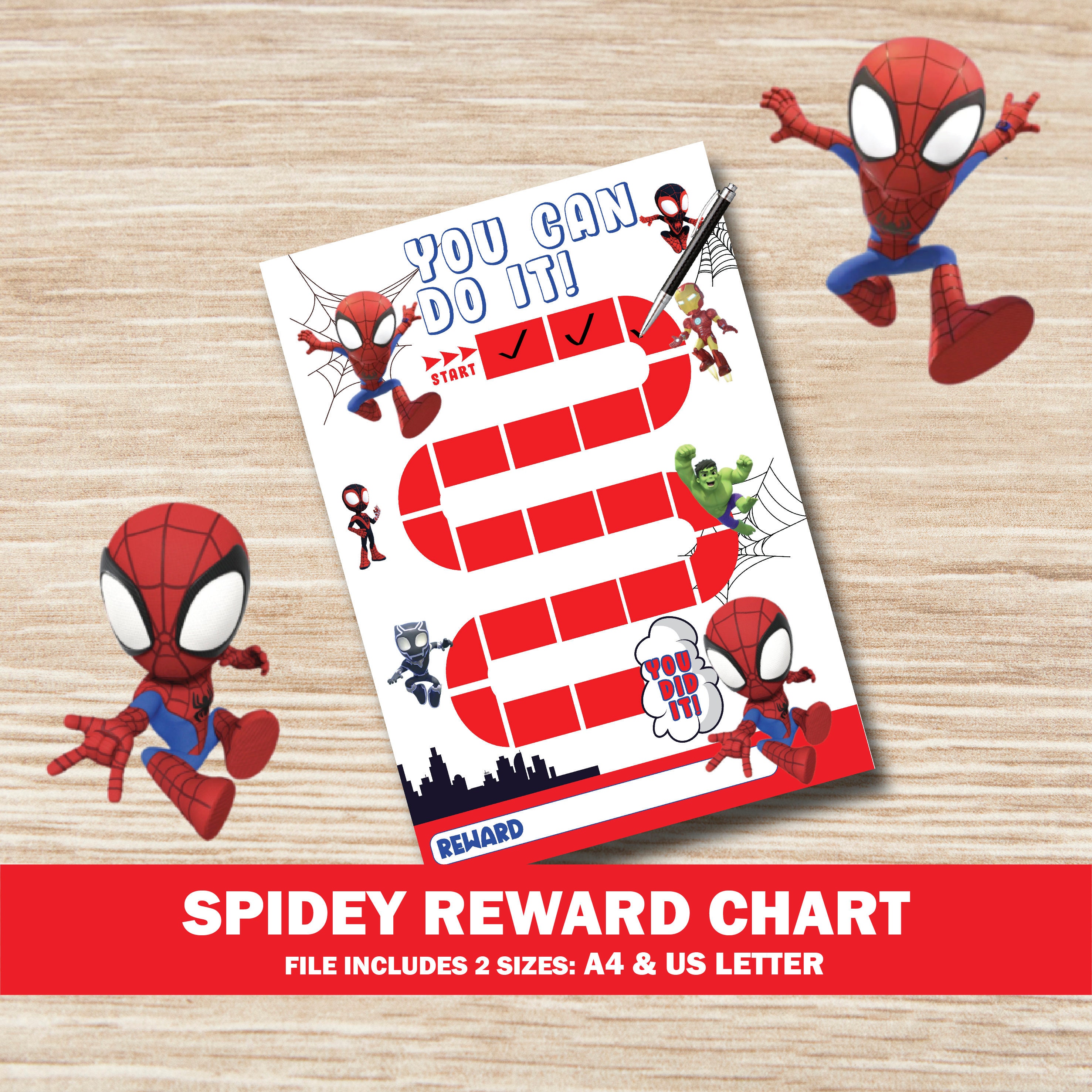 Spidey and His Amazing Friends Reward Chart, Sticker Chart, Kids Potty ...