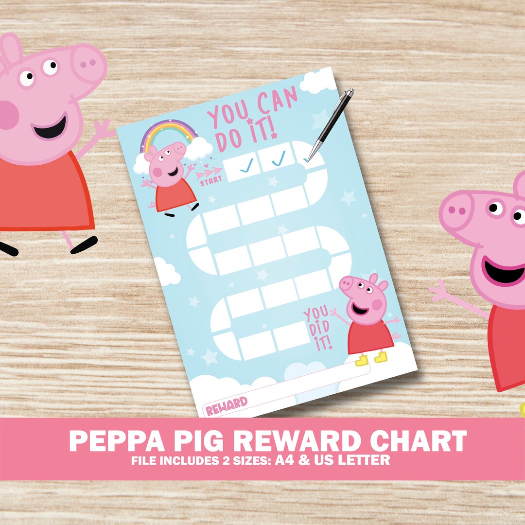 Peppa Pig Reward Chart Sticker Chart Kids Potty Training Chart Behavior ...