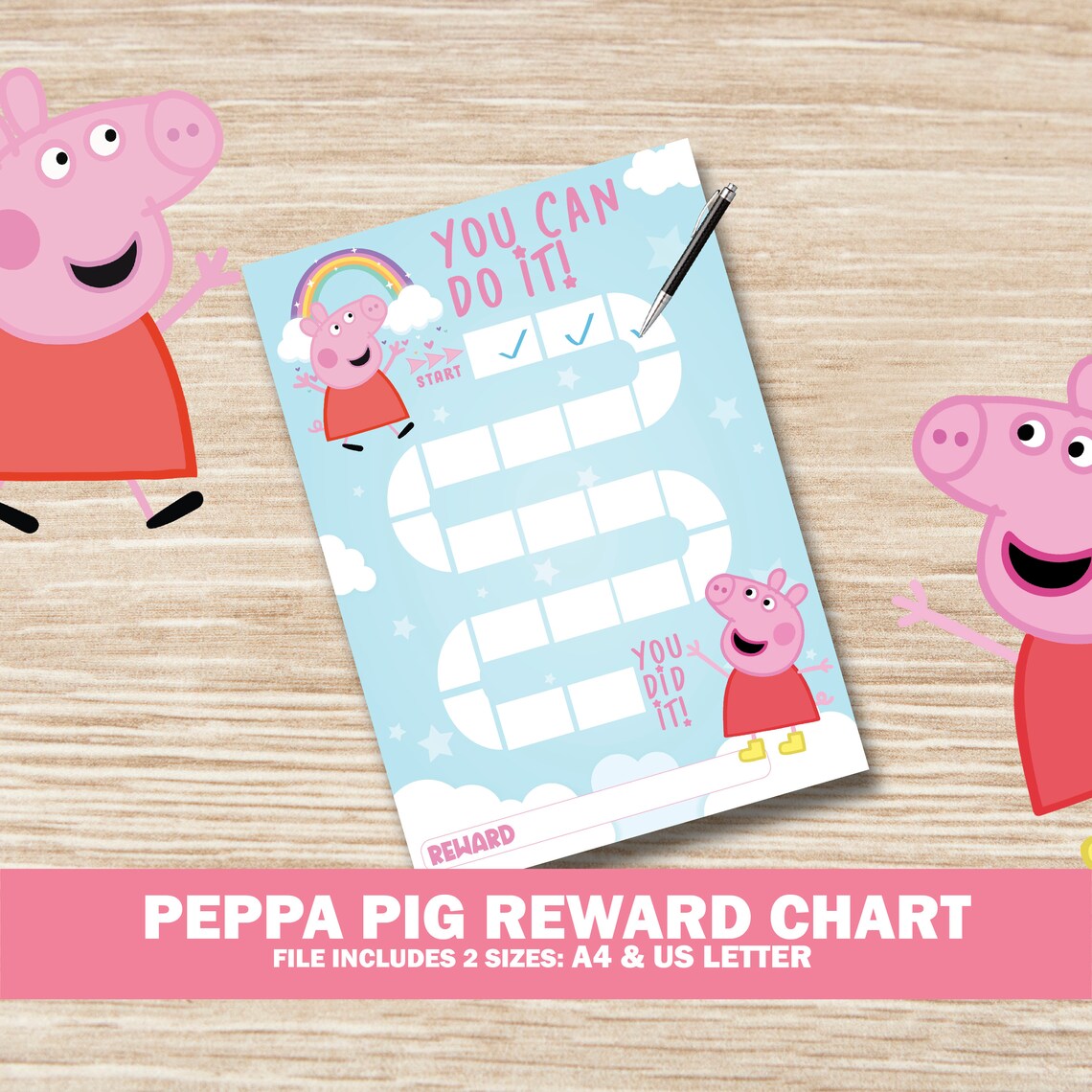 Peppa Pig Reward Chart Sticker Chart Kids Potty Training Chart Behavior ...