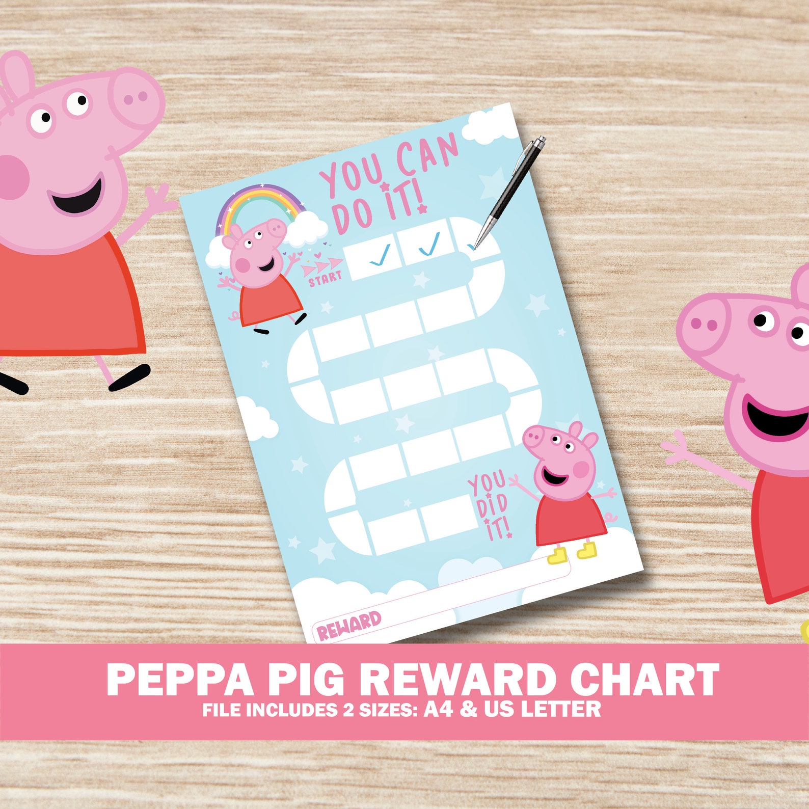 Peppa Pig Reward Chart Sticker Chart Kids Potty Training Chart Behavior ...