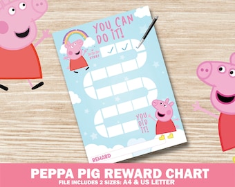Peppa Pig Potty Chart, Peppa Training Chart for Girls, Toddler Chart ...
