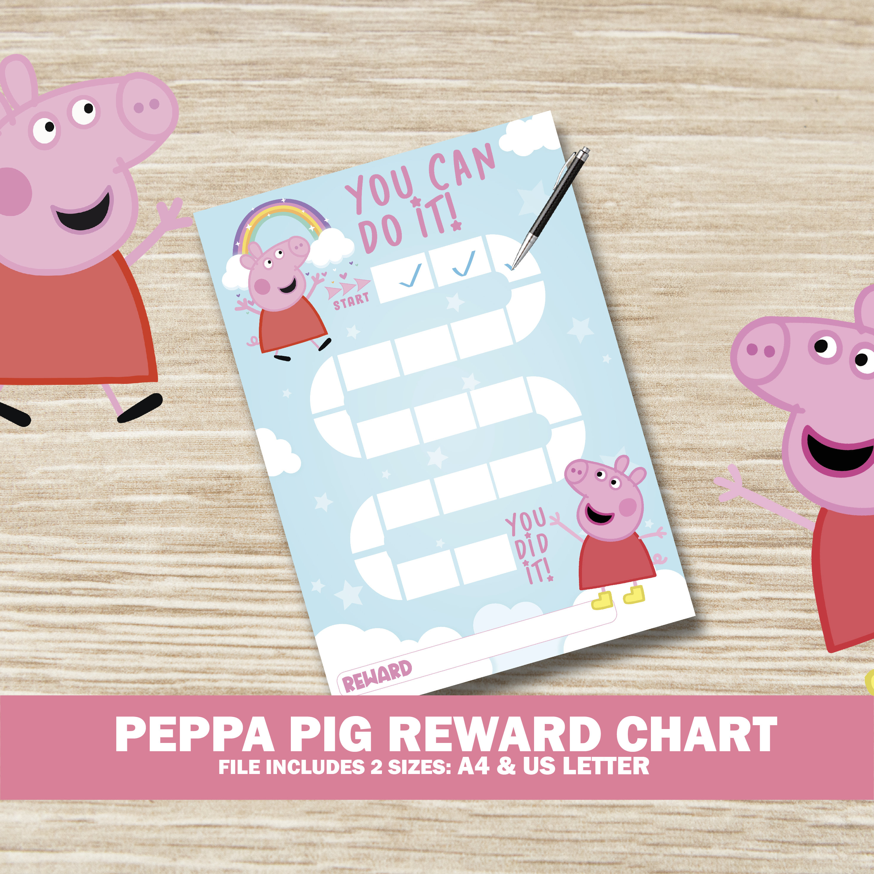 Peppa Pig Reward Chart Sticker Chart Kids Potty Training Chart Behavior ...