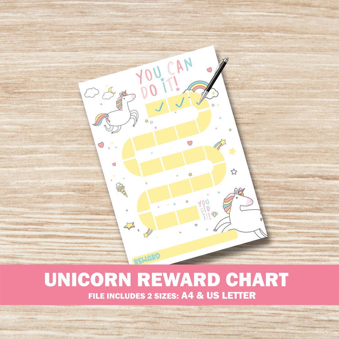 Unicorn Reward Chart Sticker Chart Kids Potty Training Chart Behavior ...