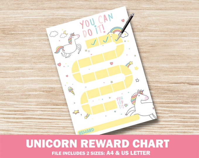 Printable Unicorn Reward Chart, Rainbow Unicorn Sticker Chart, Instant ...