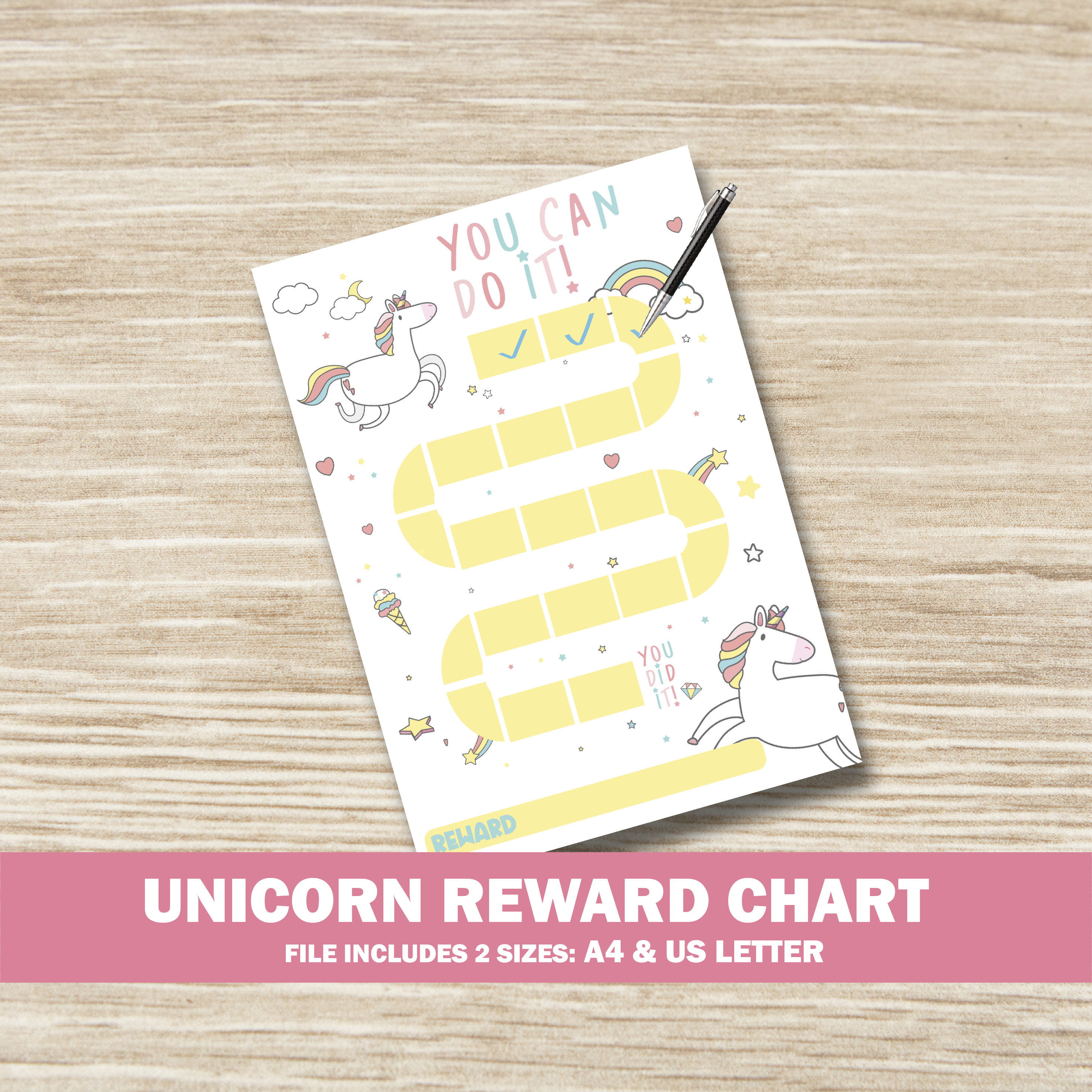 Unicorn Reward Chart Sticker Chart Kids Potty Training Chart Behavior ...