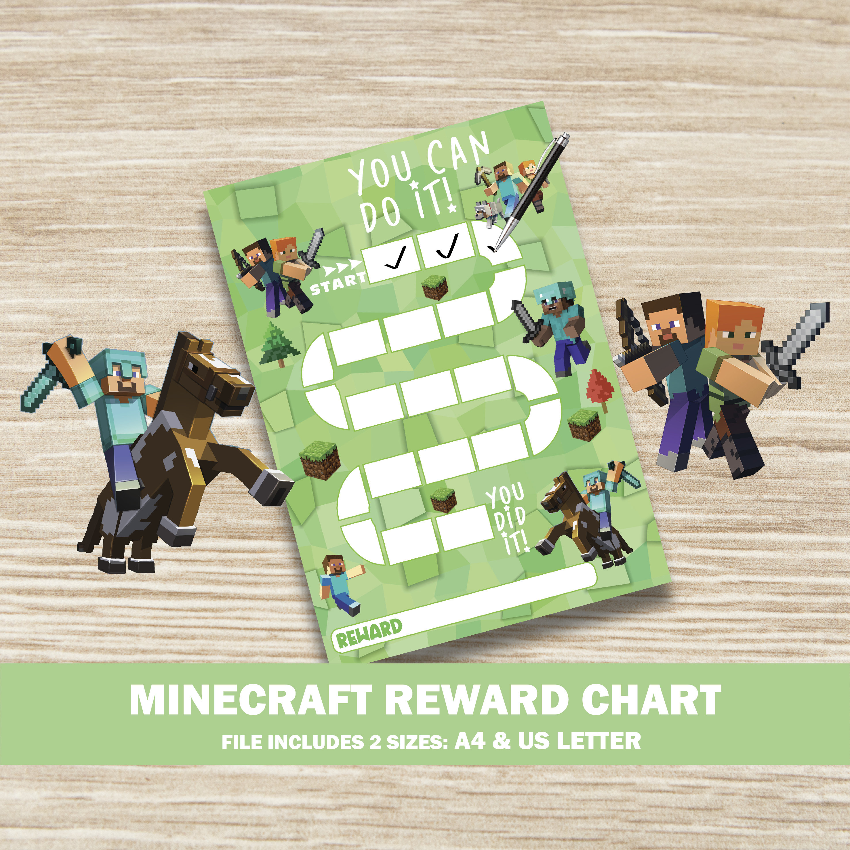 Minecraft Reward Chart, Sticker Chart, Kids Potty Training, Behavior ...