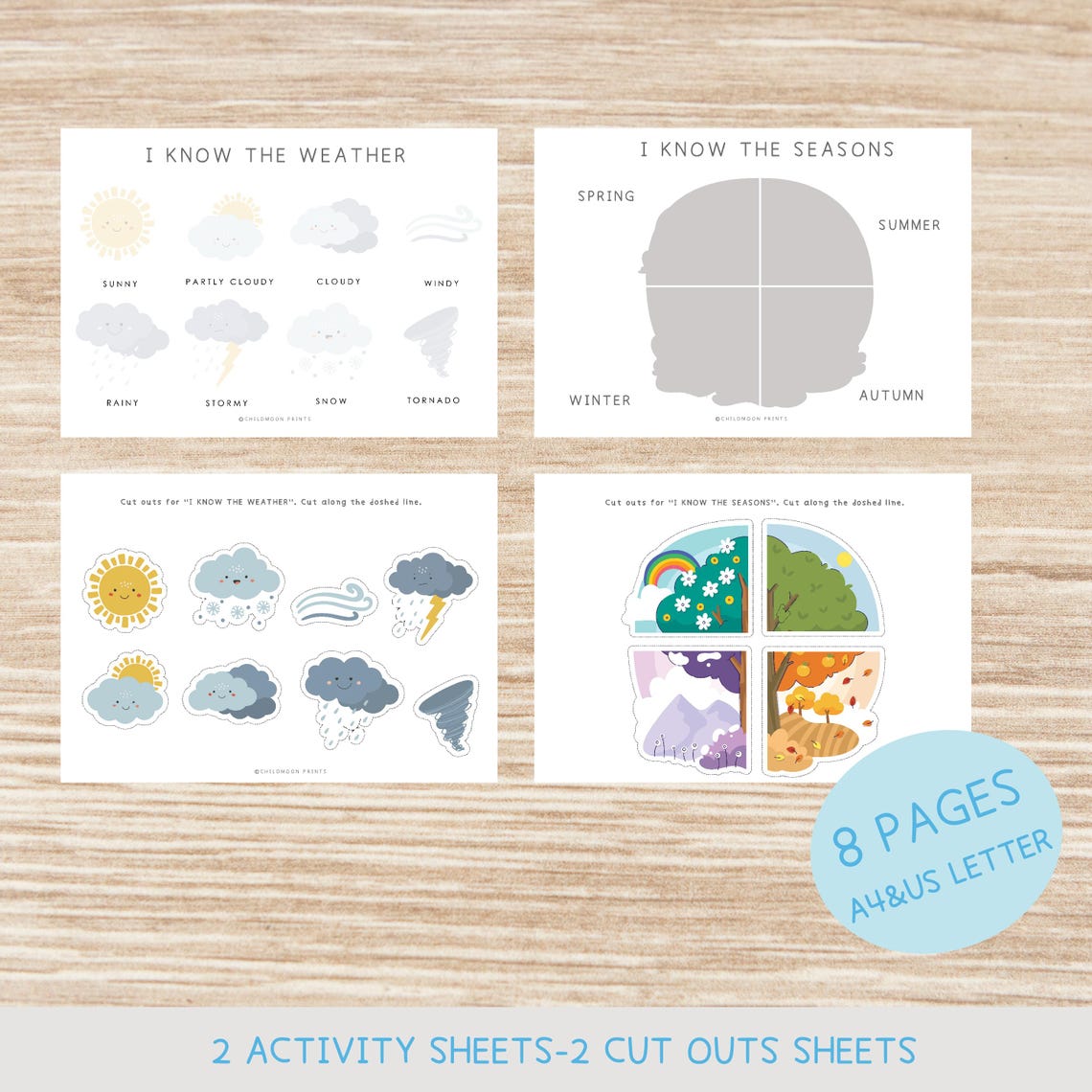 Weather and Seasons Matching Activity, Printable Weather Matching ...