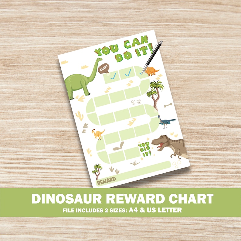 Dinosaur Reward Chart Sticker Chart Kids Potty Training Chart Behavior ...