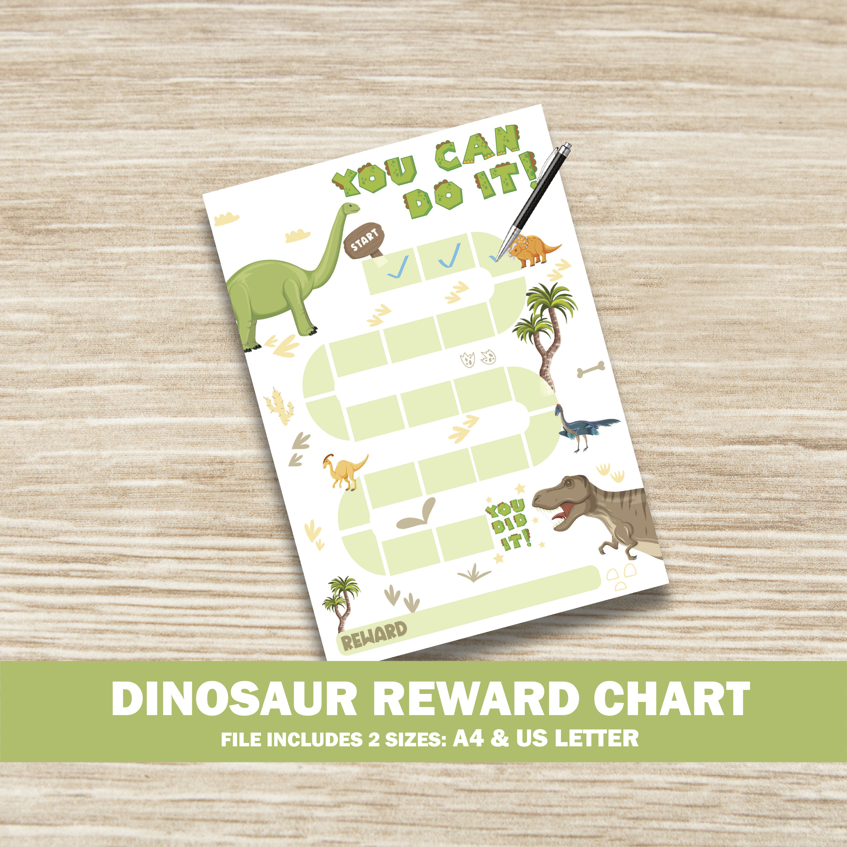Dinosaur Reward Chart Sticker Chart Kids Potty Training Chart Behavior ...