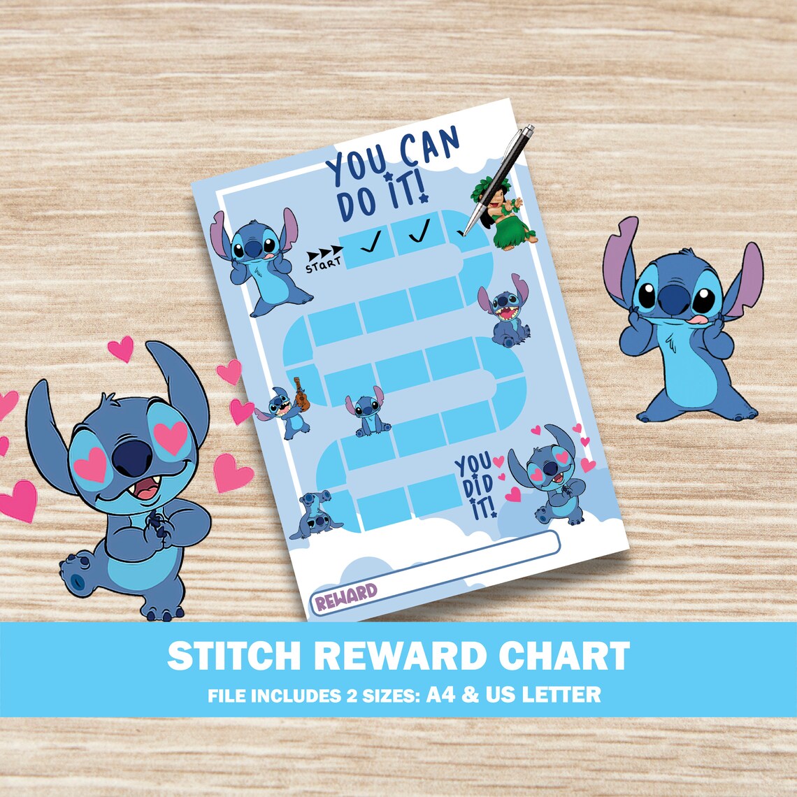 Stitch Reward Chart, Sticker Chart, Kids Potty Training, Behavior Chart ...