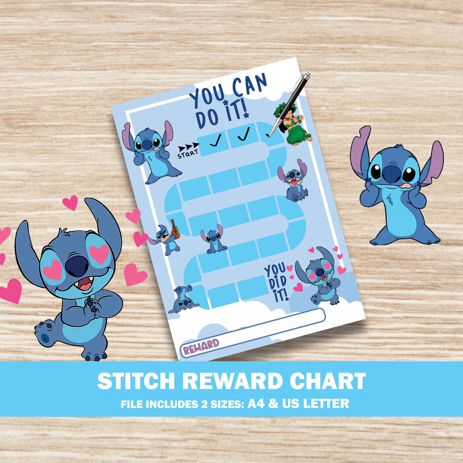 Stitch Reward Chart, Sticker Chart, Kids Potty Training, Behavior Chart ...